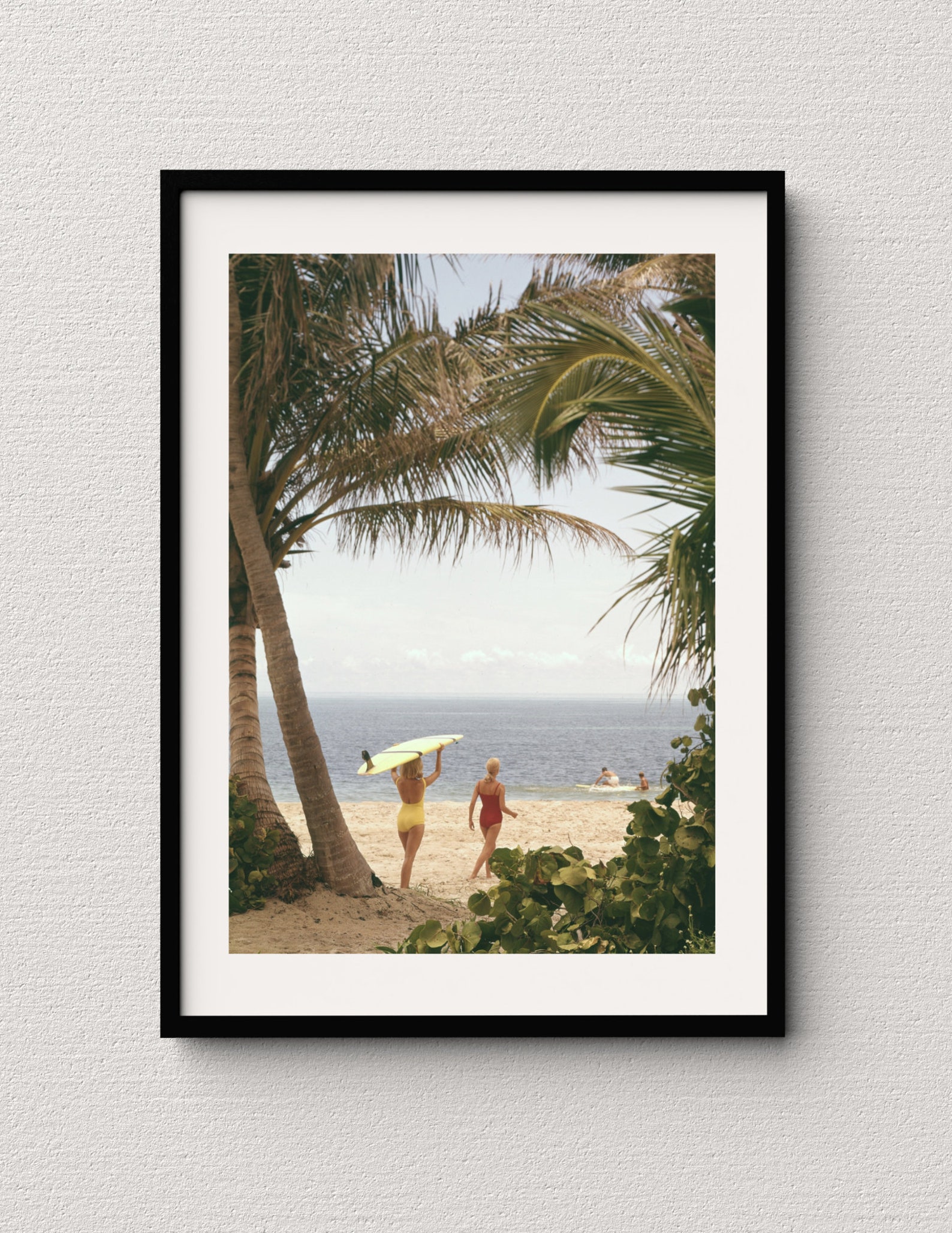 Vintage Surfer Girls Beach Photo: 1960s Surfboard Beach Large Wall Art ...