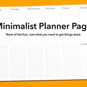 Minimalist Weekly Planner - Printable, Digital - Etsy