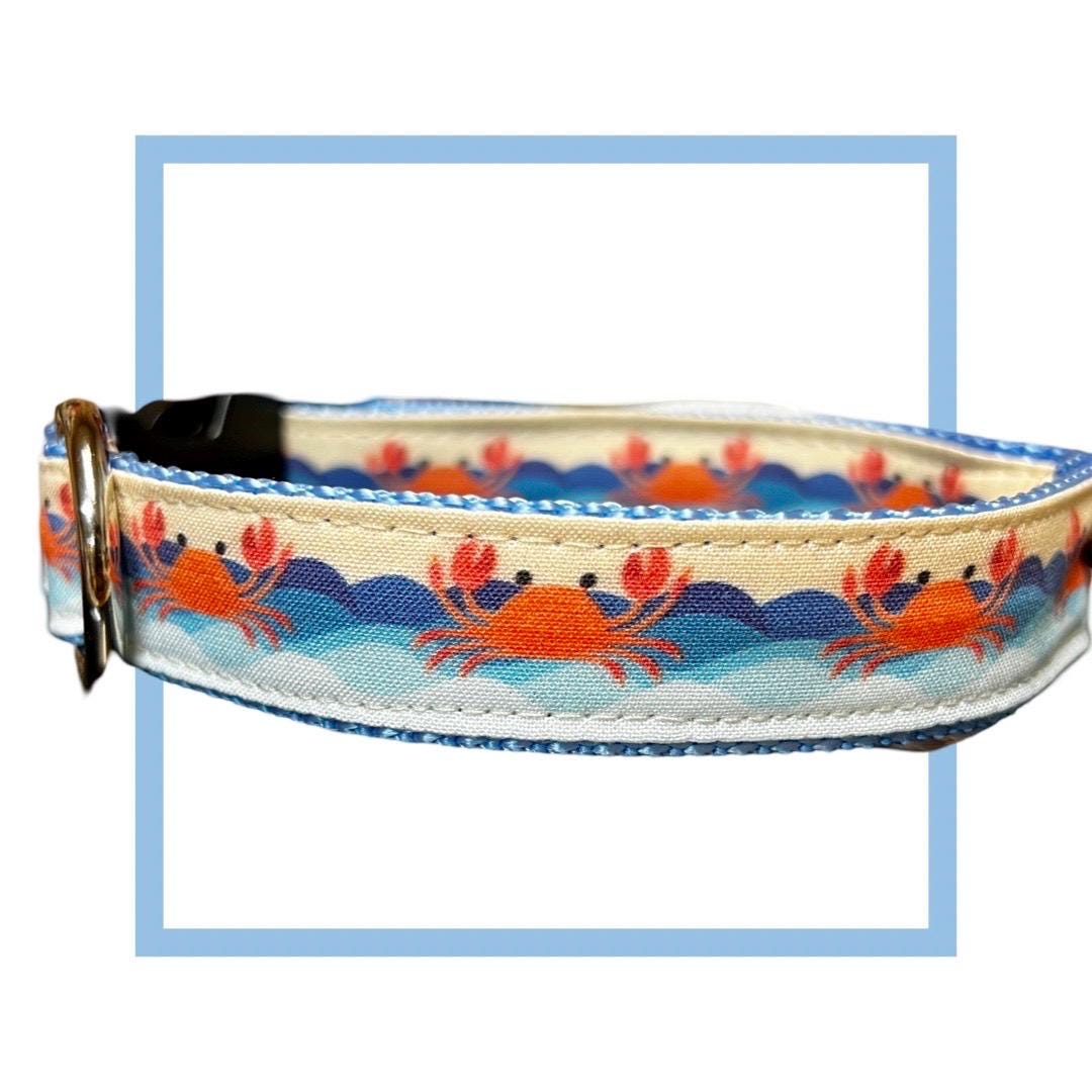 Crab Beach Dog Collar, Leash or Harness: Personalized Engraved Buckle ...