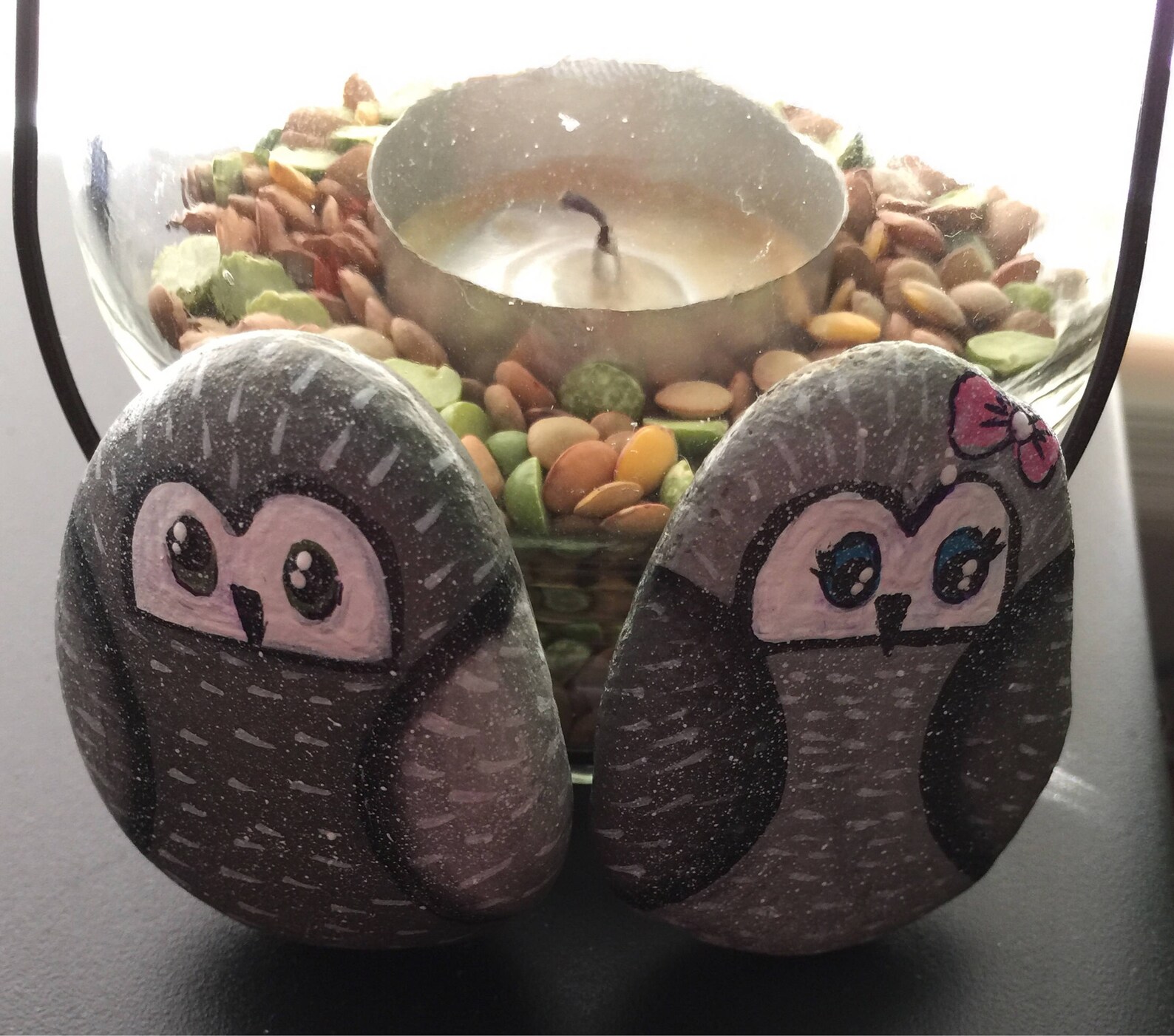 Owl Rocks Painted Owl Rocks Grey Owl Rocks Winter Owl | Etsy