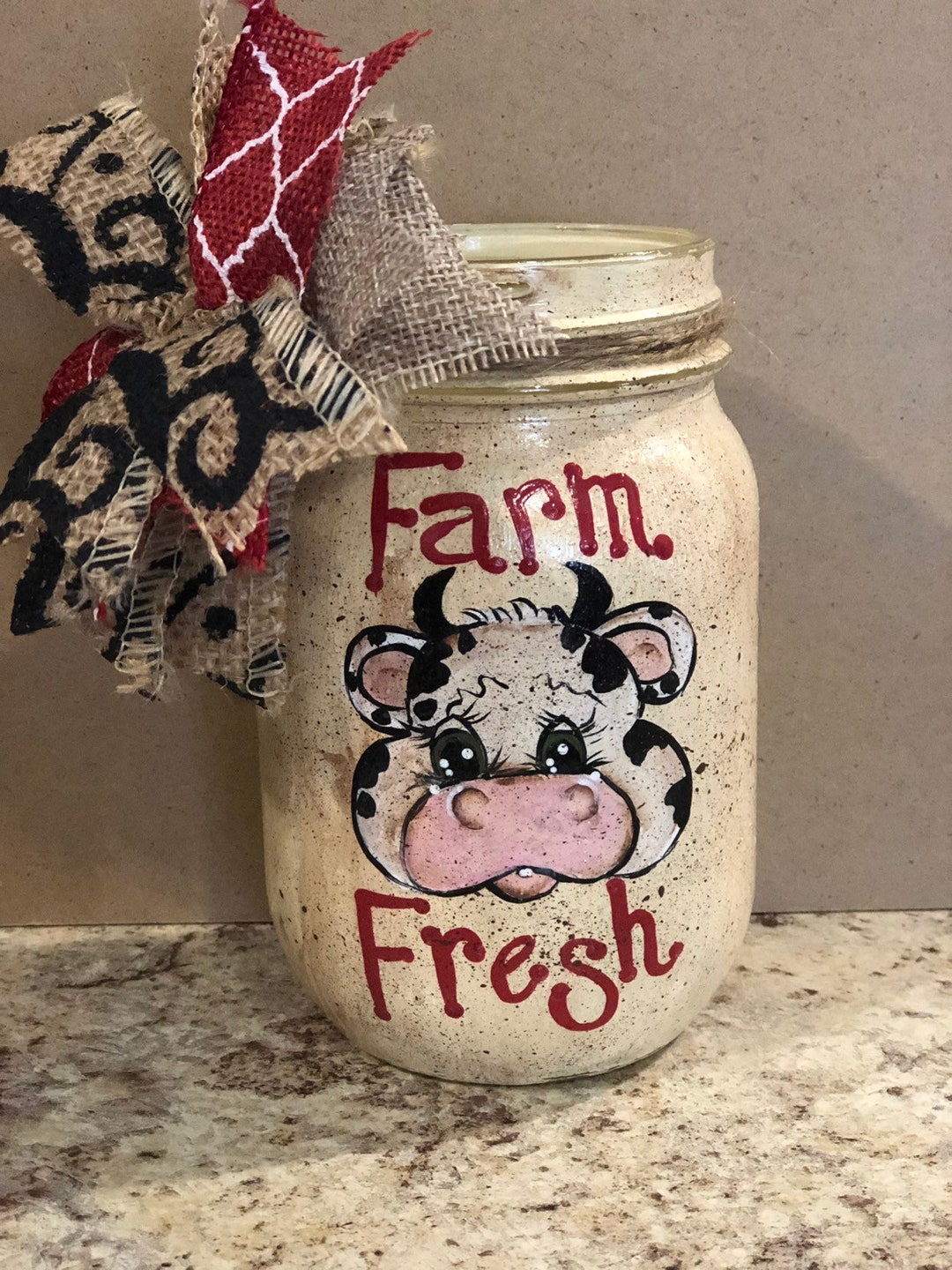 Mason Jar Cow, Summer Cow Mason Jar, Summertime Cow Mason Jar ...