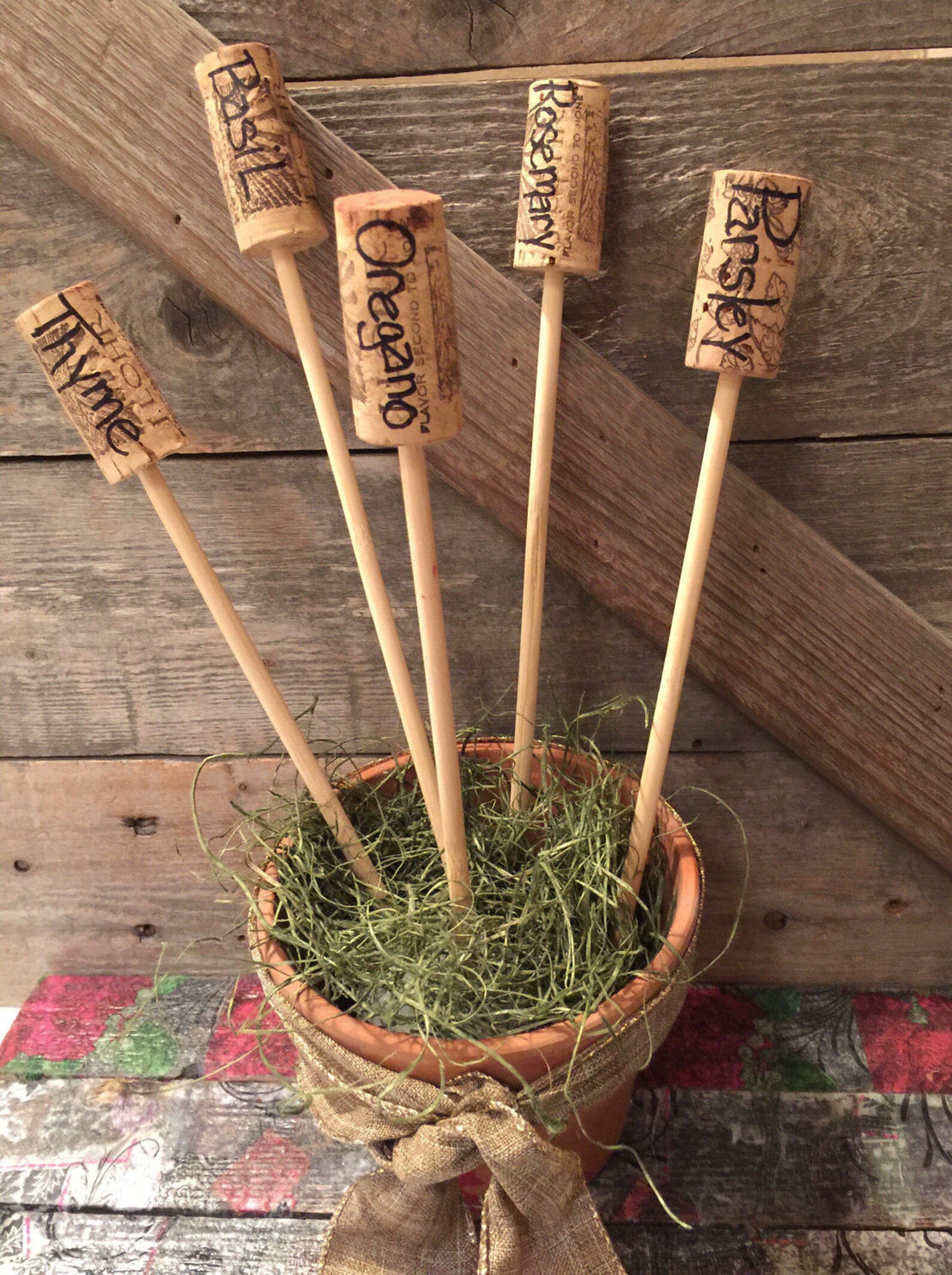 Wine Cork Herb Markers, Garden Herb Markers Made From Wine Corks, All ...