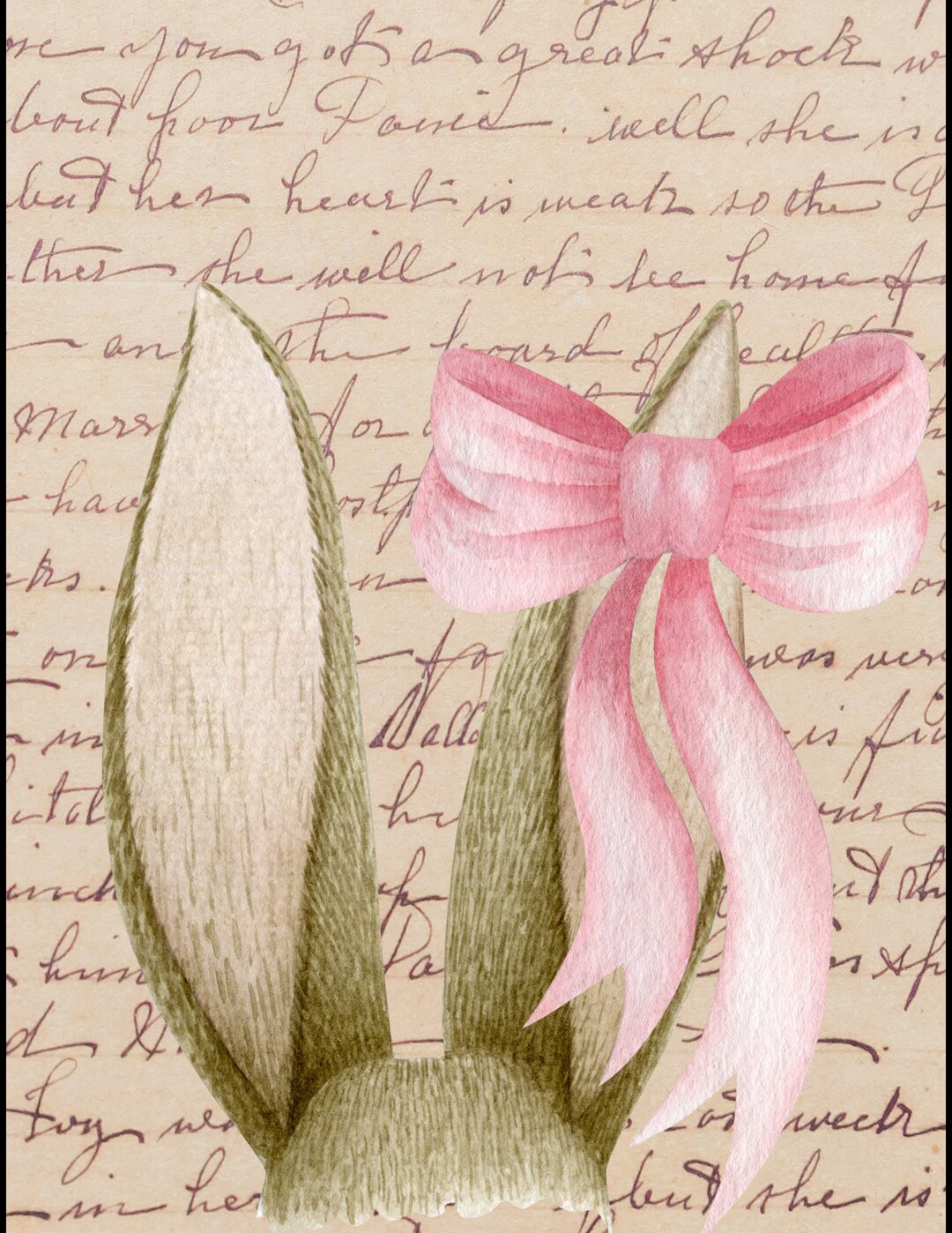 Rabbit With Pink Bow PDF, Printable Sign, Rabbit for Decoupaging - Etsy