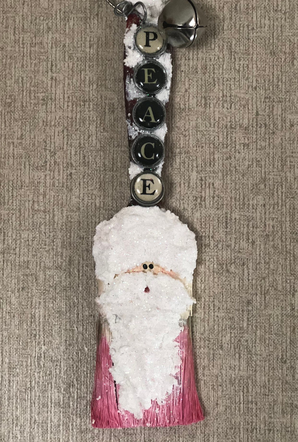 Santa paint brush ornament hand painted paint brush ornament | Etsy