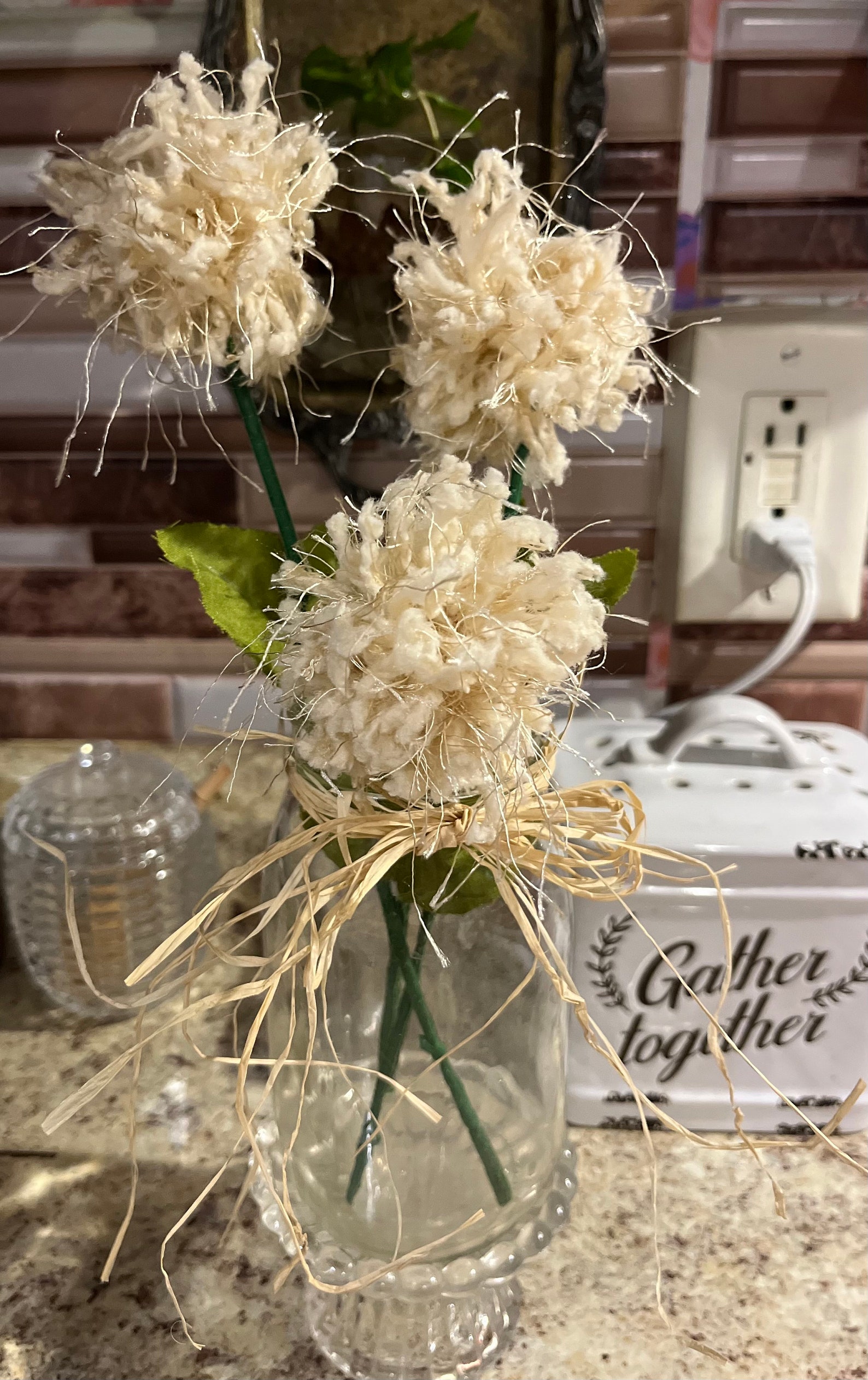 Dandelion Made With Yarn, Set of 3 Dandelions, Wedding Center Pieces ...