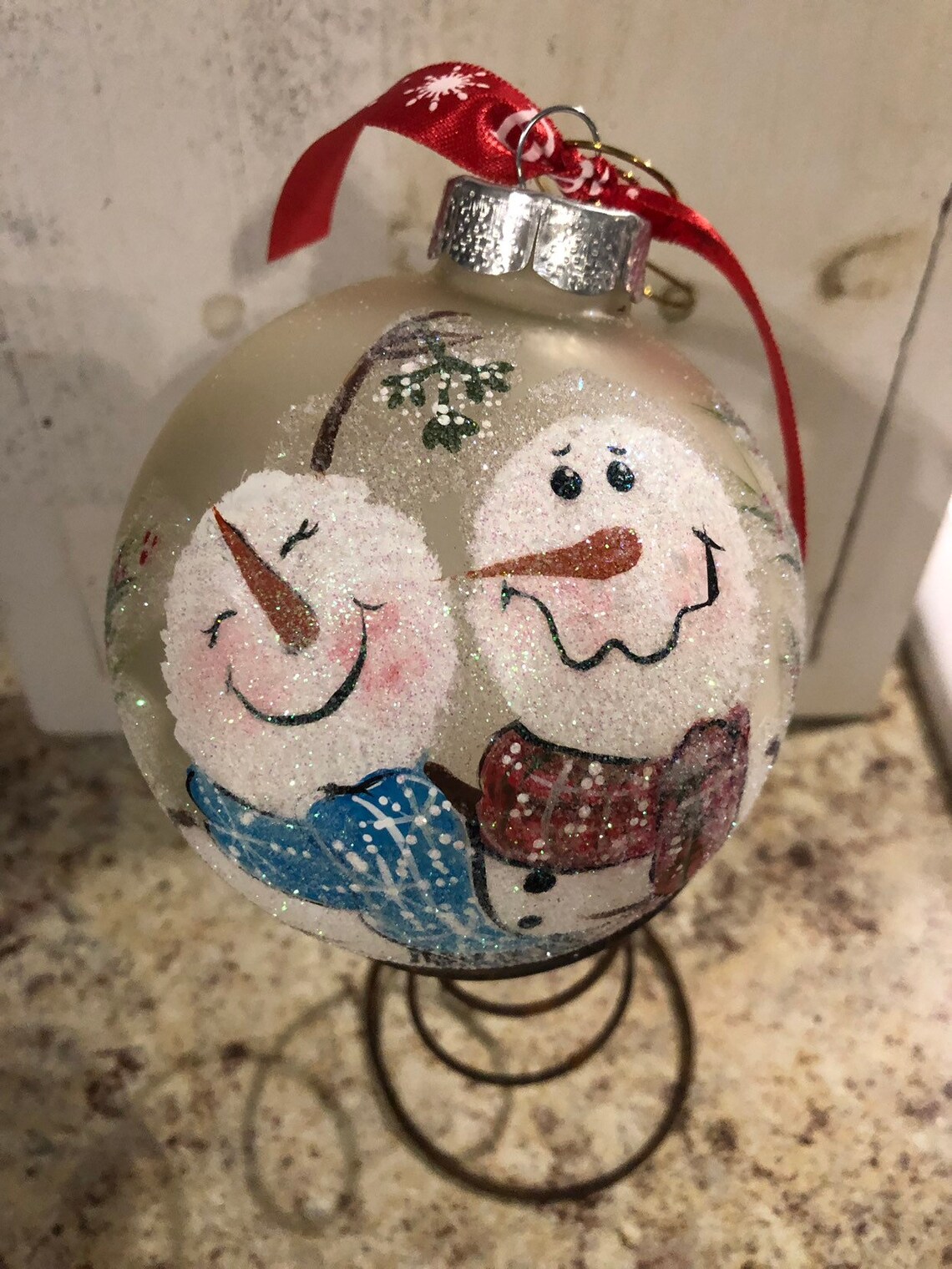 Snowman Ornamentchristmas Ornament Glass Ornament Hand - Etsy