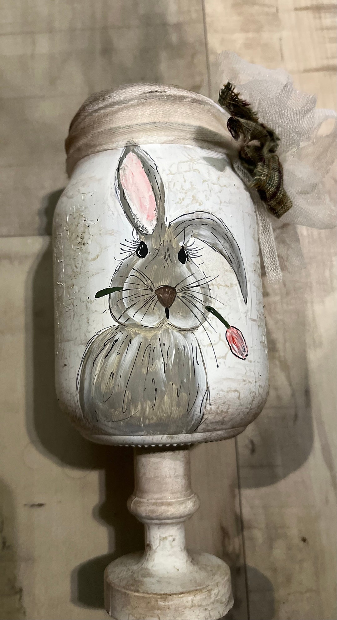 Mason Jar Rabbit, Easter Mason Jar, Mason Jar Candle Holder - Etsy