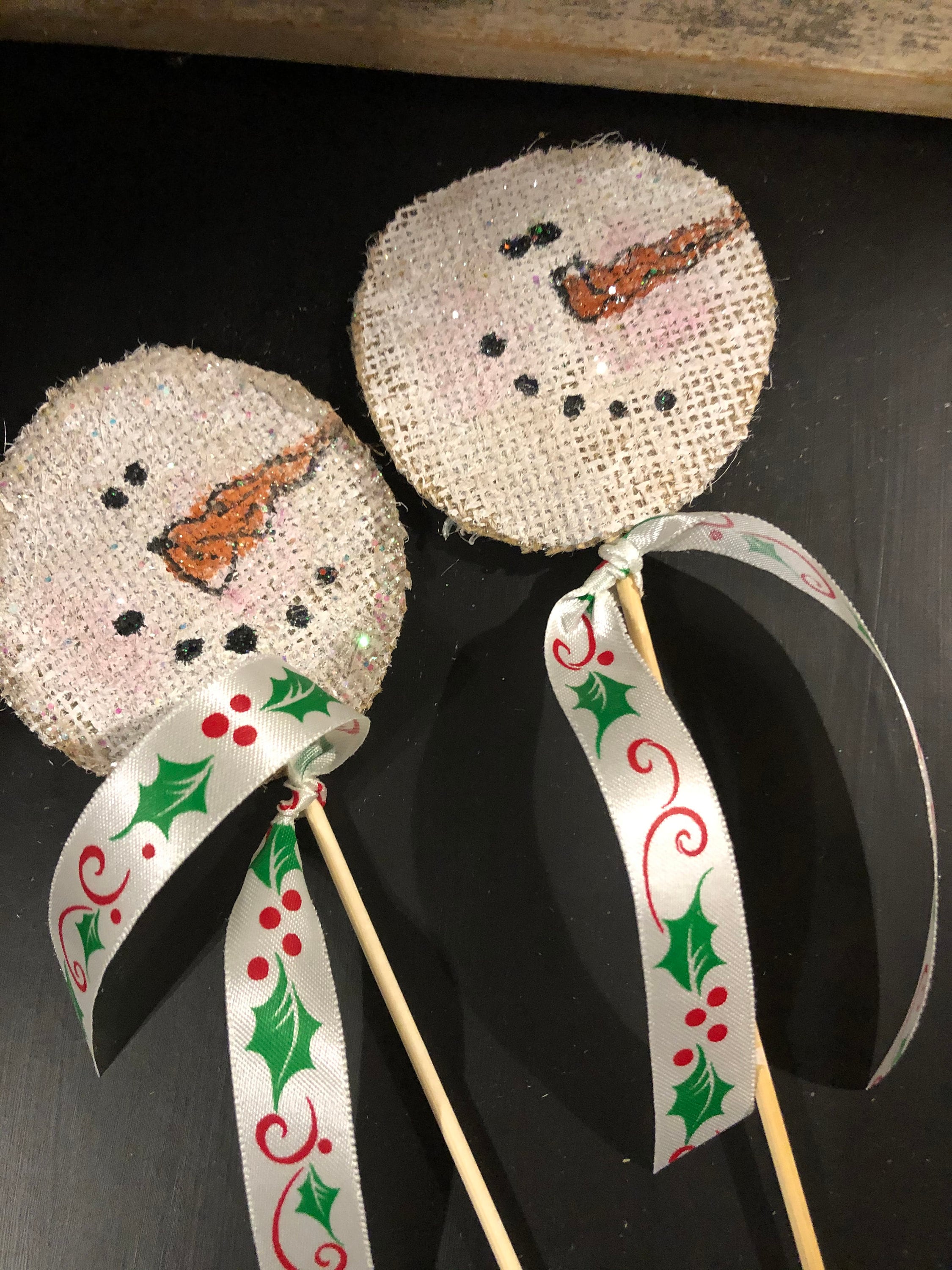 Snowman Picks,holiday Plant Picks,christmas Tree Picks - Etsy