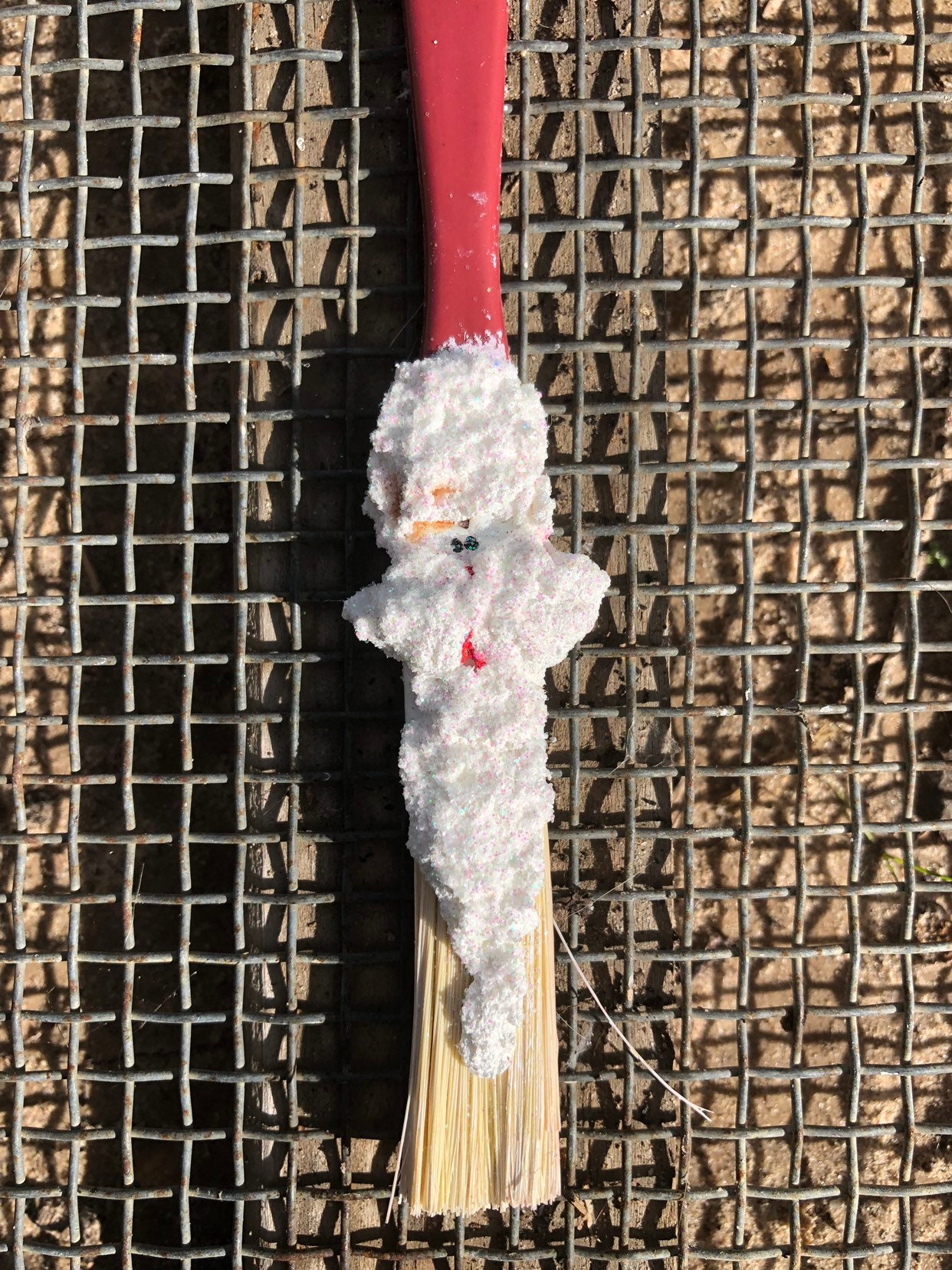 Santa paint brush ornament, hand painted paint brush ornament ...