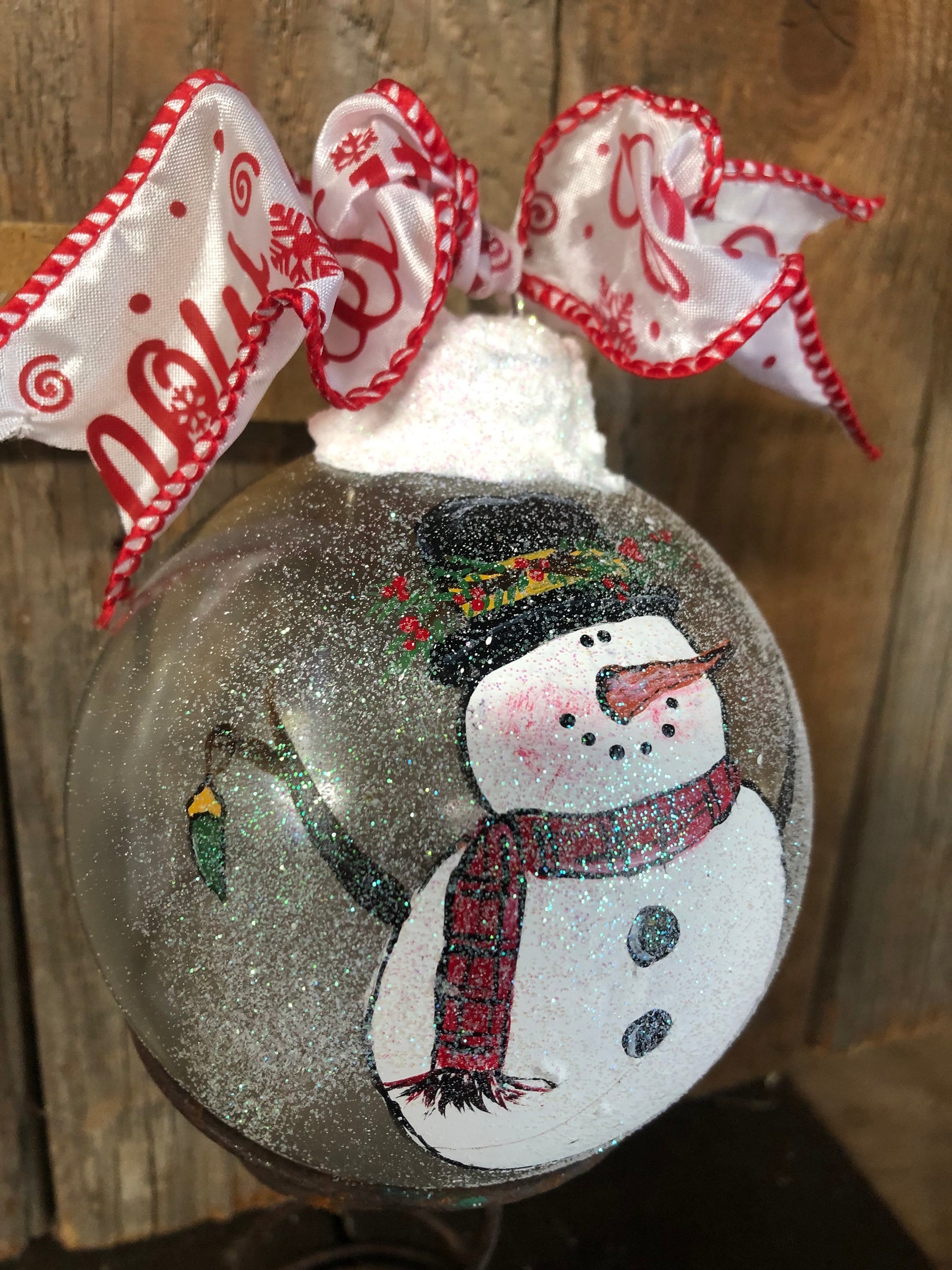 Snowman Ornament Large Christmas Ornament Glass Ornament - Etsy