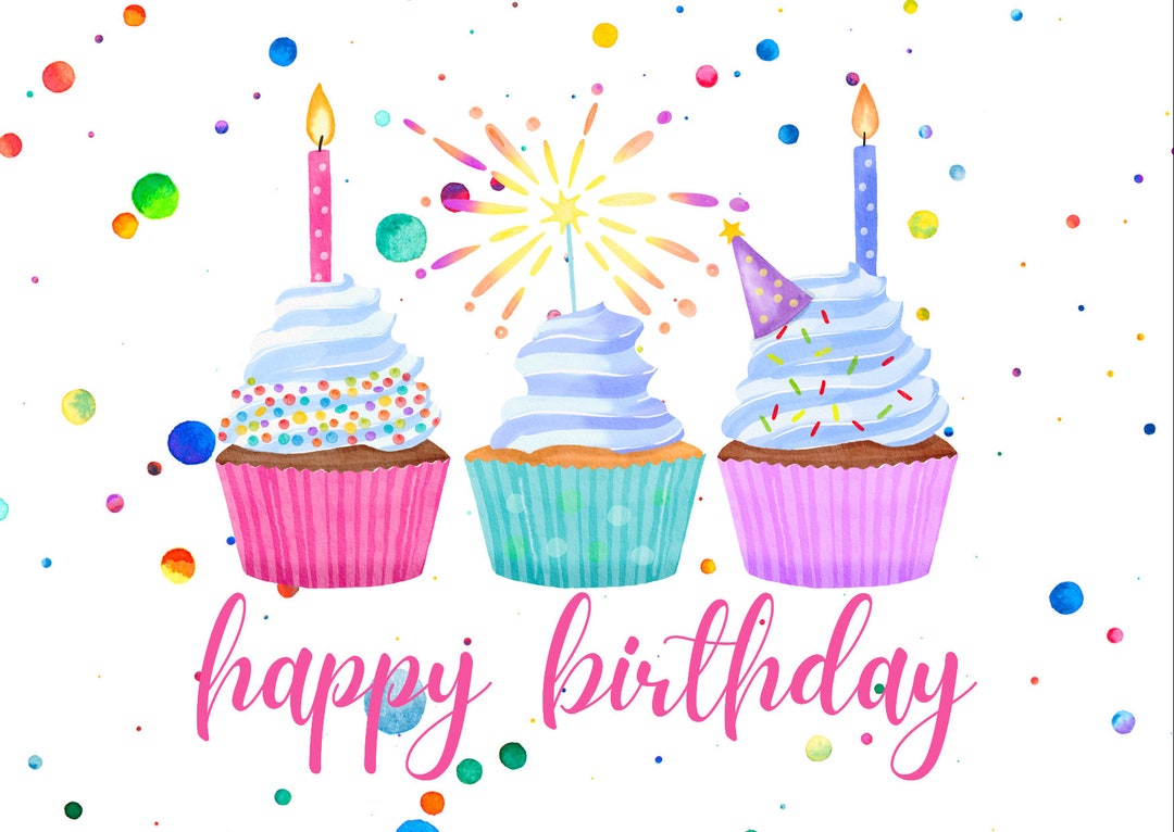 Happy Birthday Printable Digital Notecard , Birthday Note Card - Etsy