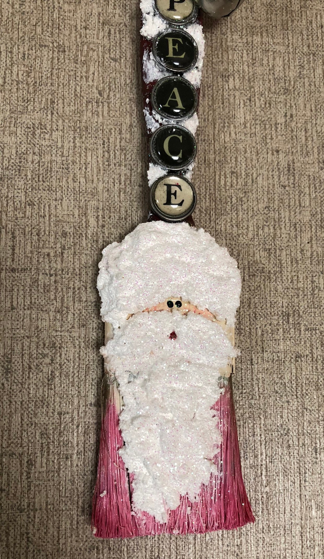 Santa Paint Brush Ornament, Hand Painted Paint Brush Ornament ...