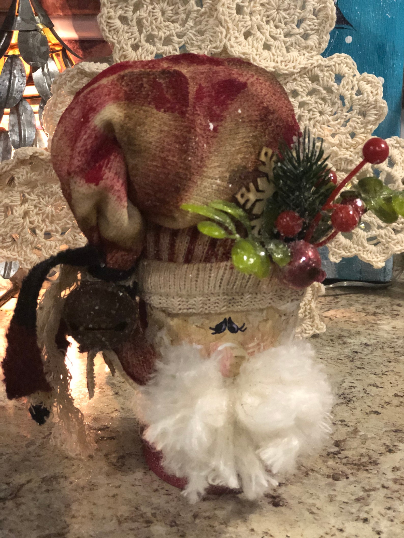 Bottle Santa Decor, Santa Made From Recycled Glass Bottle,christmas ...