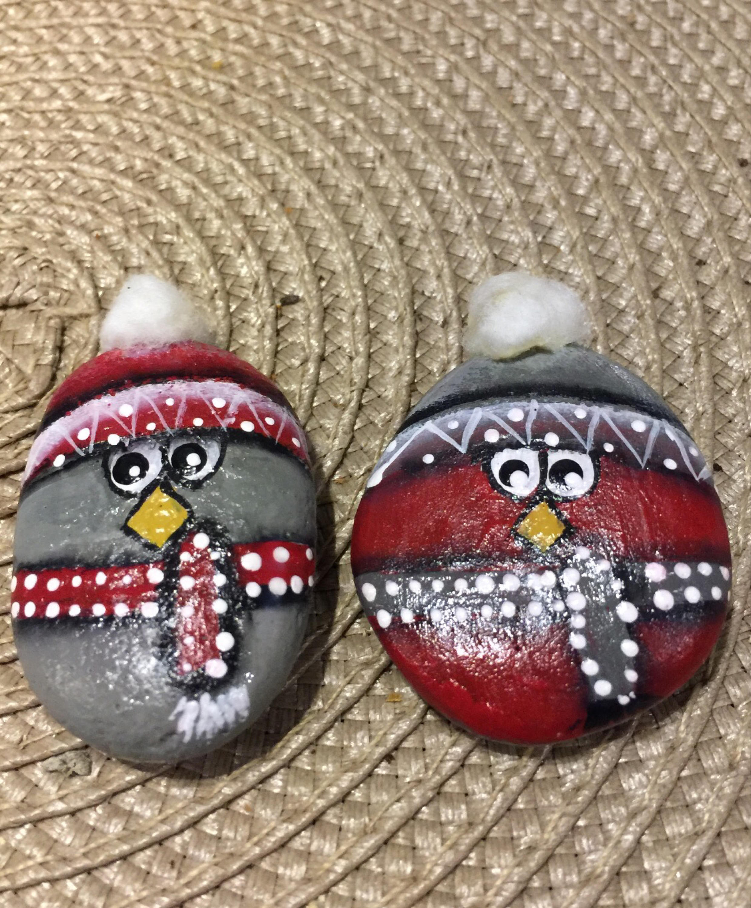 Owl Rocks Painted Owl Rocks Holiday Owl Rocks Winter Owl | Etsy