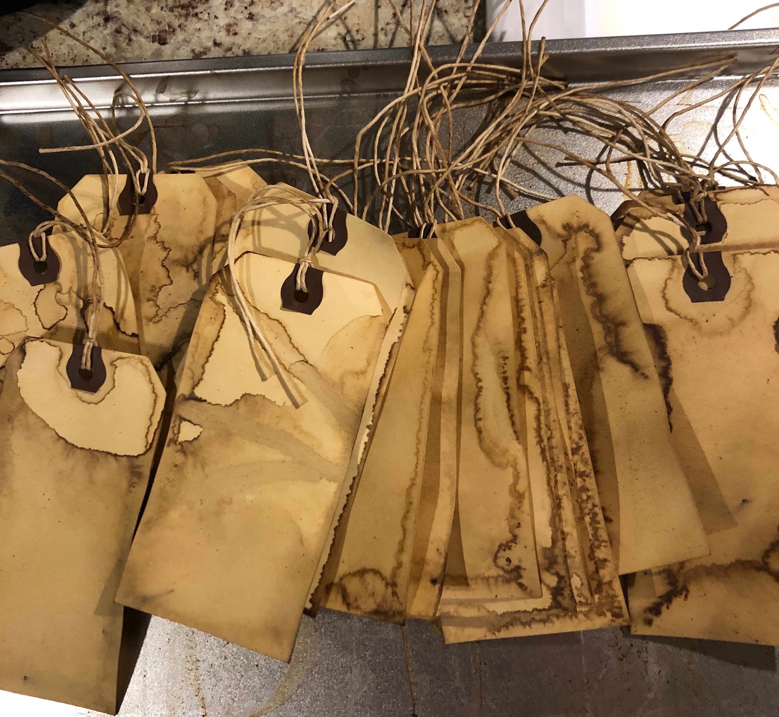 Set of 10 Coffee stained Blank Hang Tags Coffee Cinnamon | Etsy