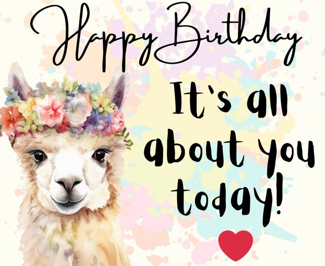 Llama Birthday, Happy Birthday, Digital Card - Etsy