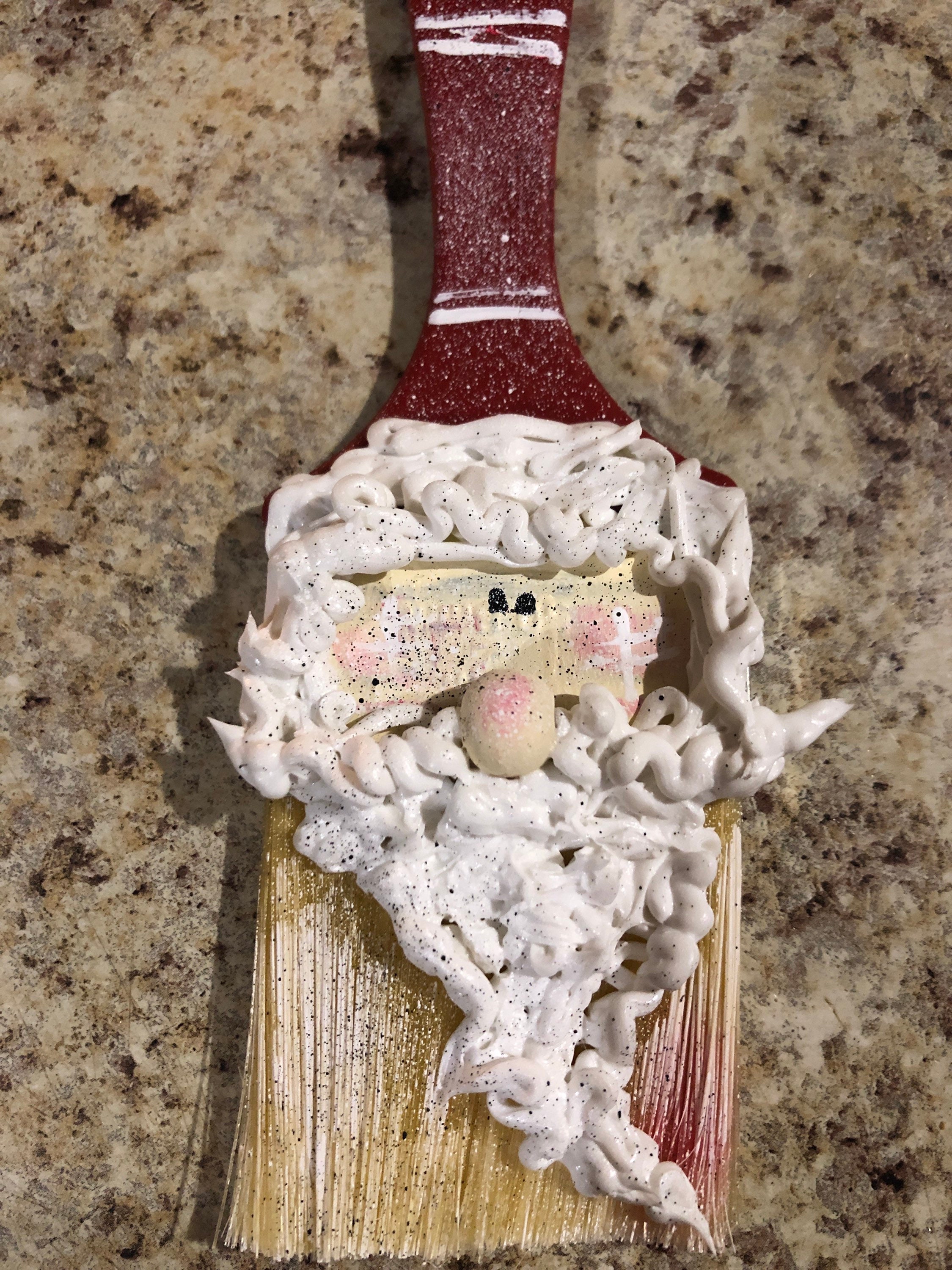 Santa Paint Brush Ornament, Hand Painted Paint Brush Ornament ...