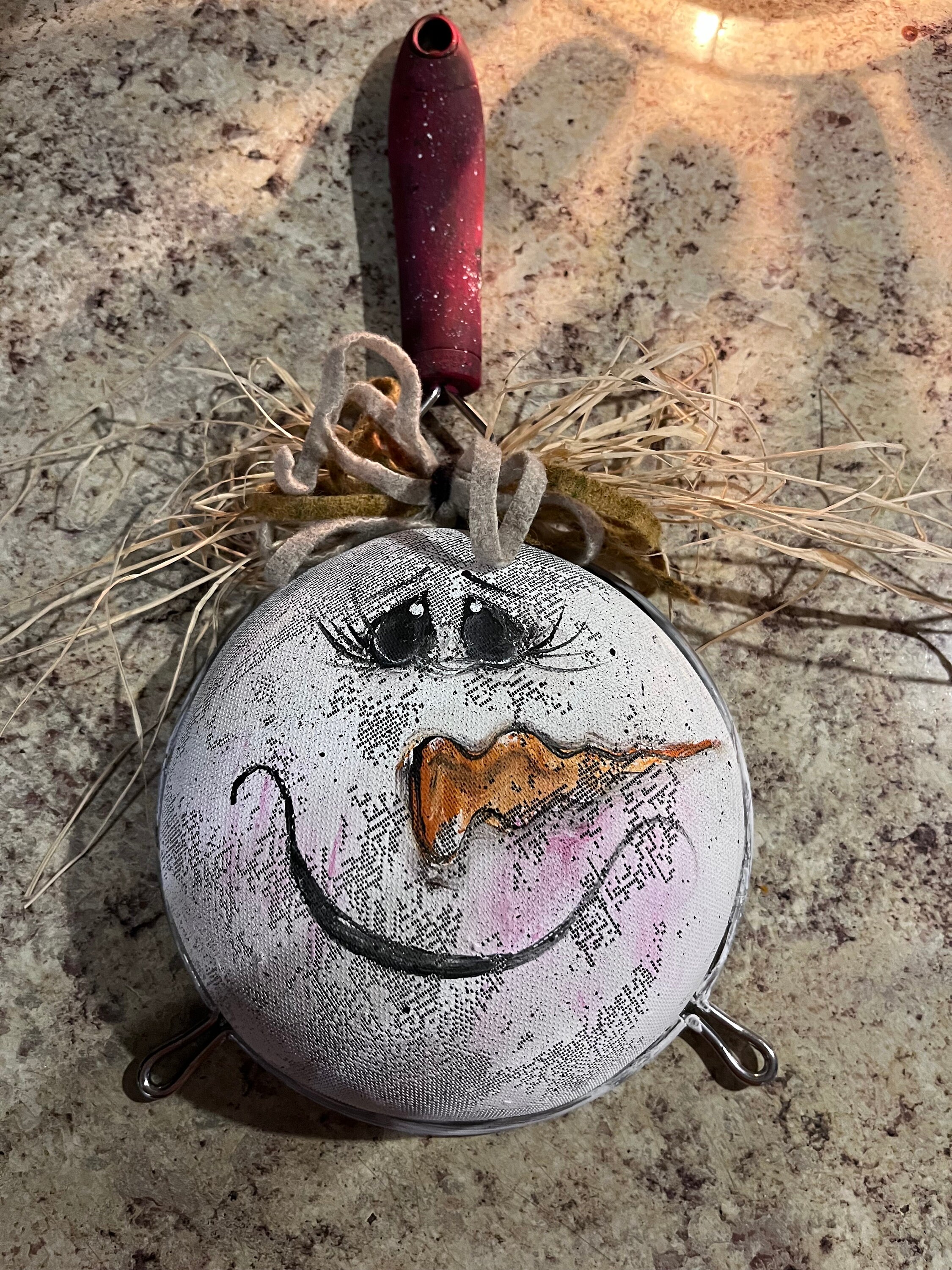 Snowman Large Strainer, Winter Strainer, Holiday Strainer, Whimsical ...