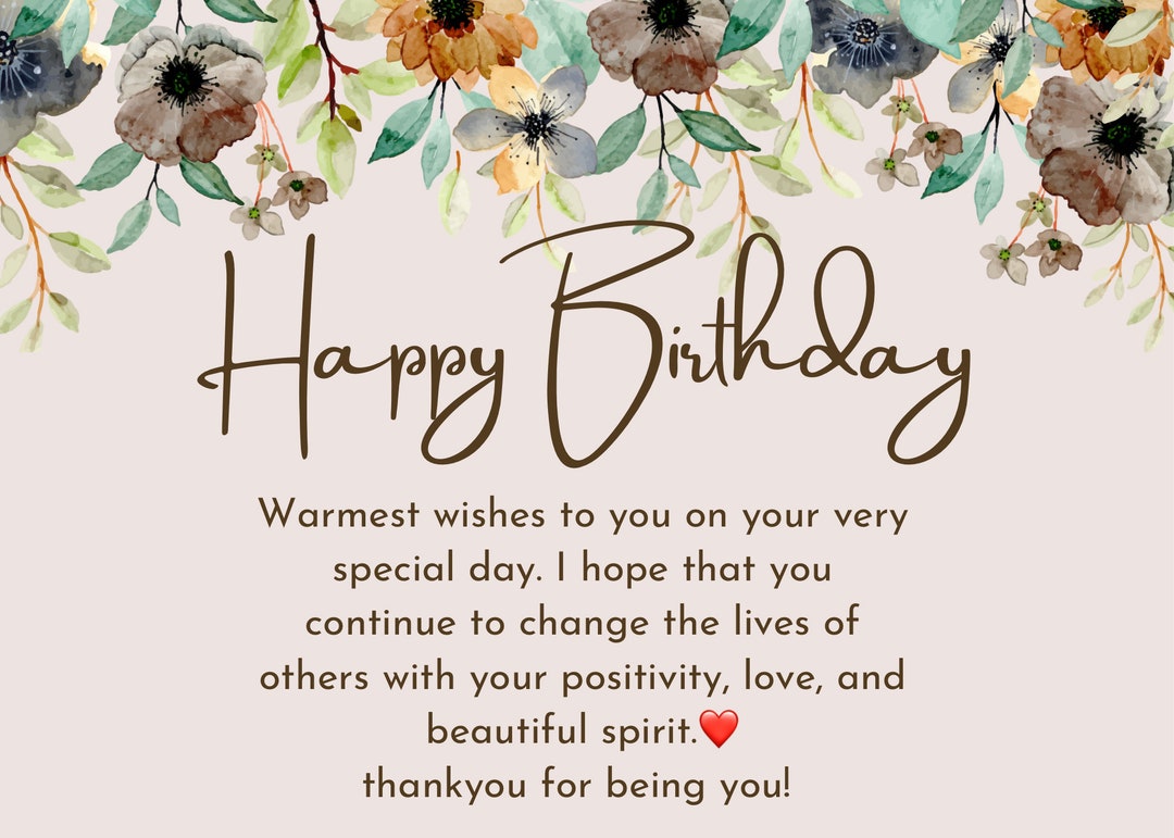 Happy Birthday Printable Digital Notecard , Birthday Note Card - Etsy