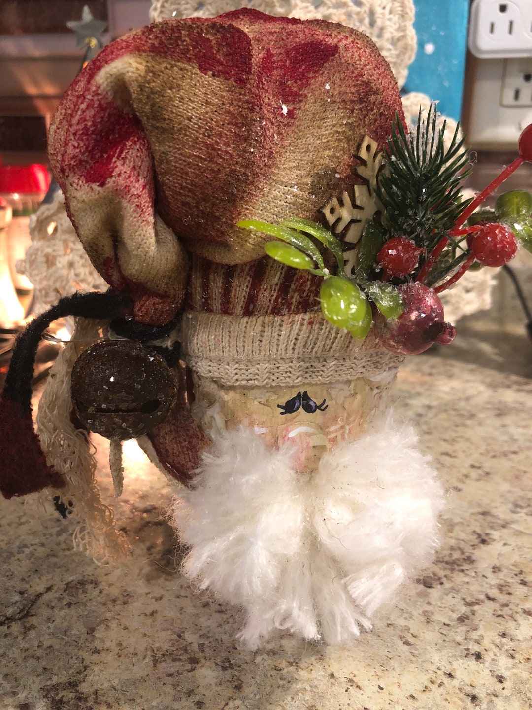 Bottle Santa Decor, Santa Made From Recycled Glass Bottle,christmas ...