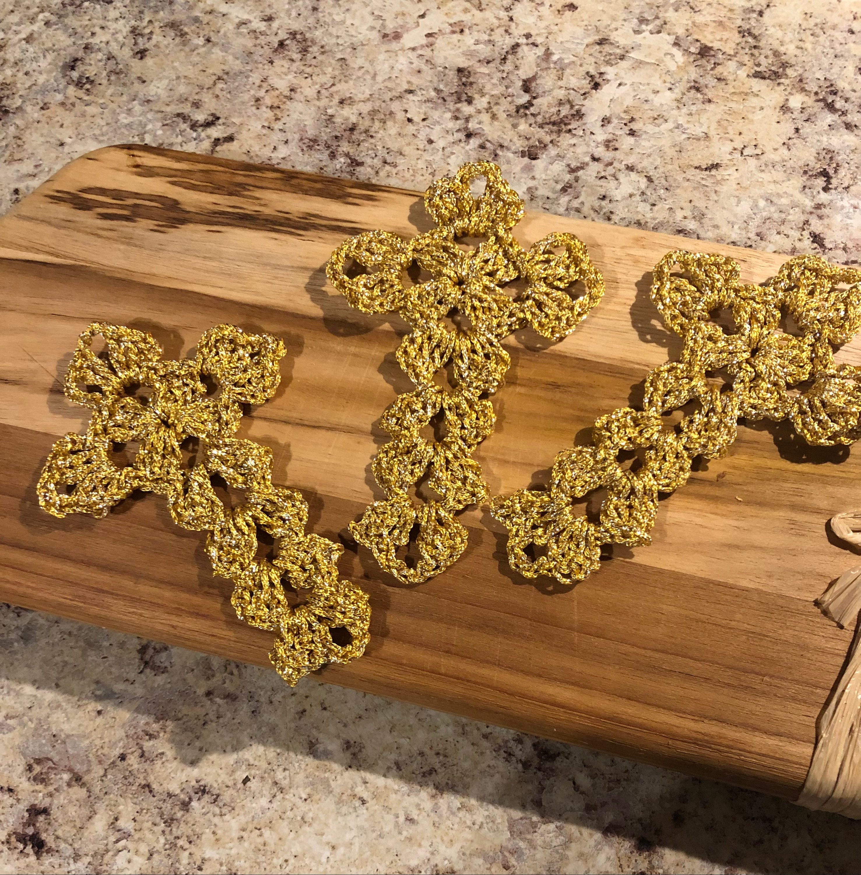 Crocheted Cross Bookmark Crocheted Cross Ornament | Etsy