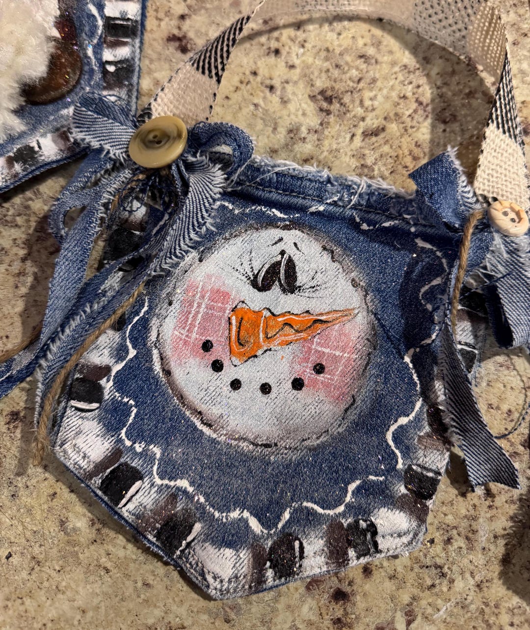 Jean Pocket Painted Snowman, Winter Snowman Painted on Jean Pocket - Etsy