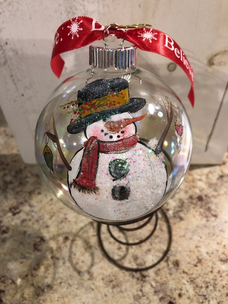 Snowman ornament large Christmas ornament Glass ornament | Etsy