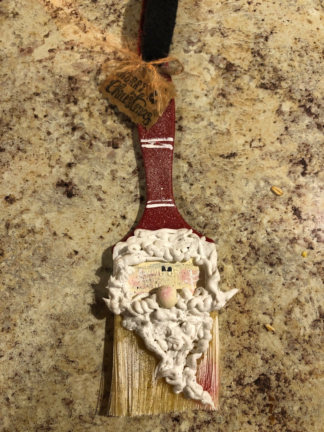 Santa Paint Brush Ornament, Hand Painted Paint Brush Ornament ...