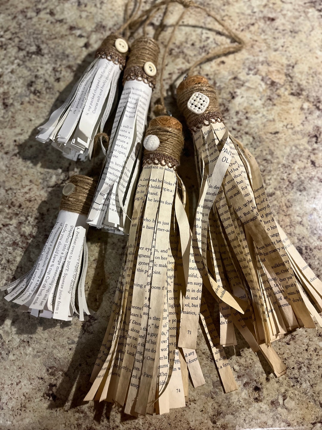 Handmade Tassel, Vintage Tassel, Ribbon Tassel, Wine Cork Tassel,book ...