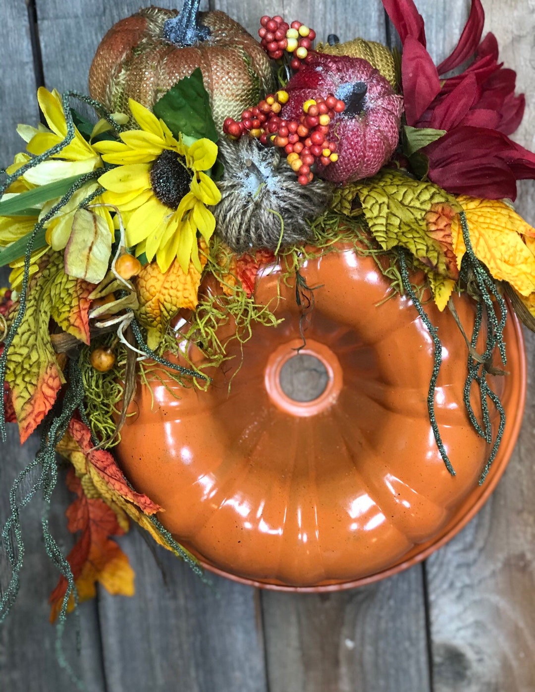 Pumpkin Bundt Pan Wreath, Fall Bundt Pan Wreath , Autumn Bundt Pan ...