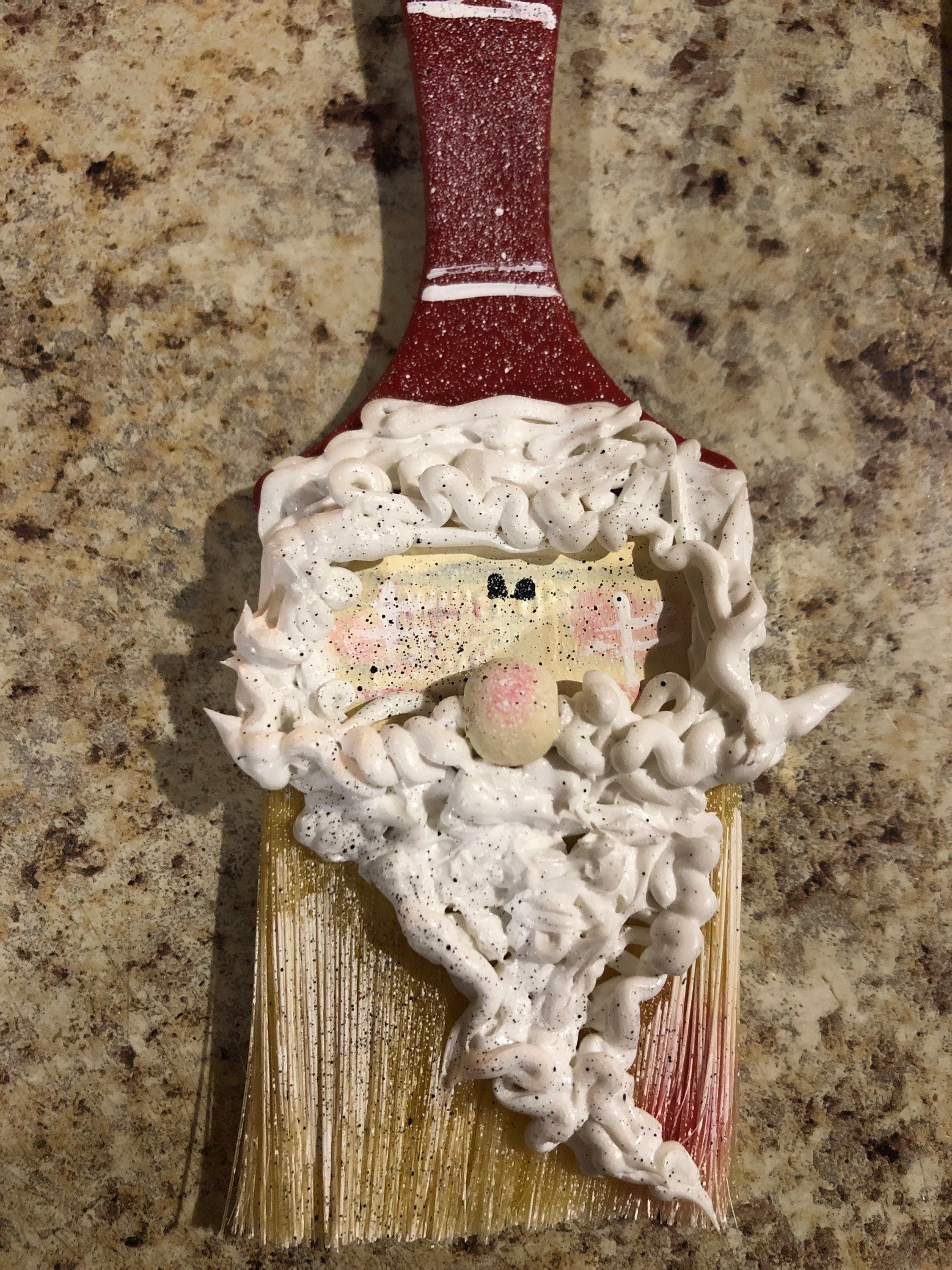 Santa Paint Brush Ornament, Hand Painted Paint Brush Ornament ...