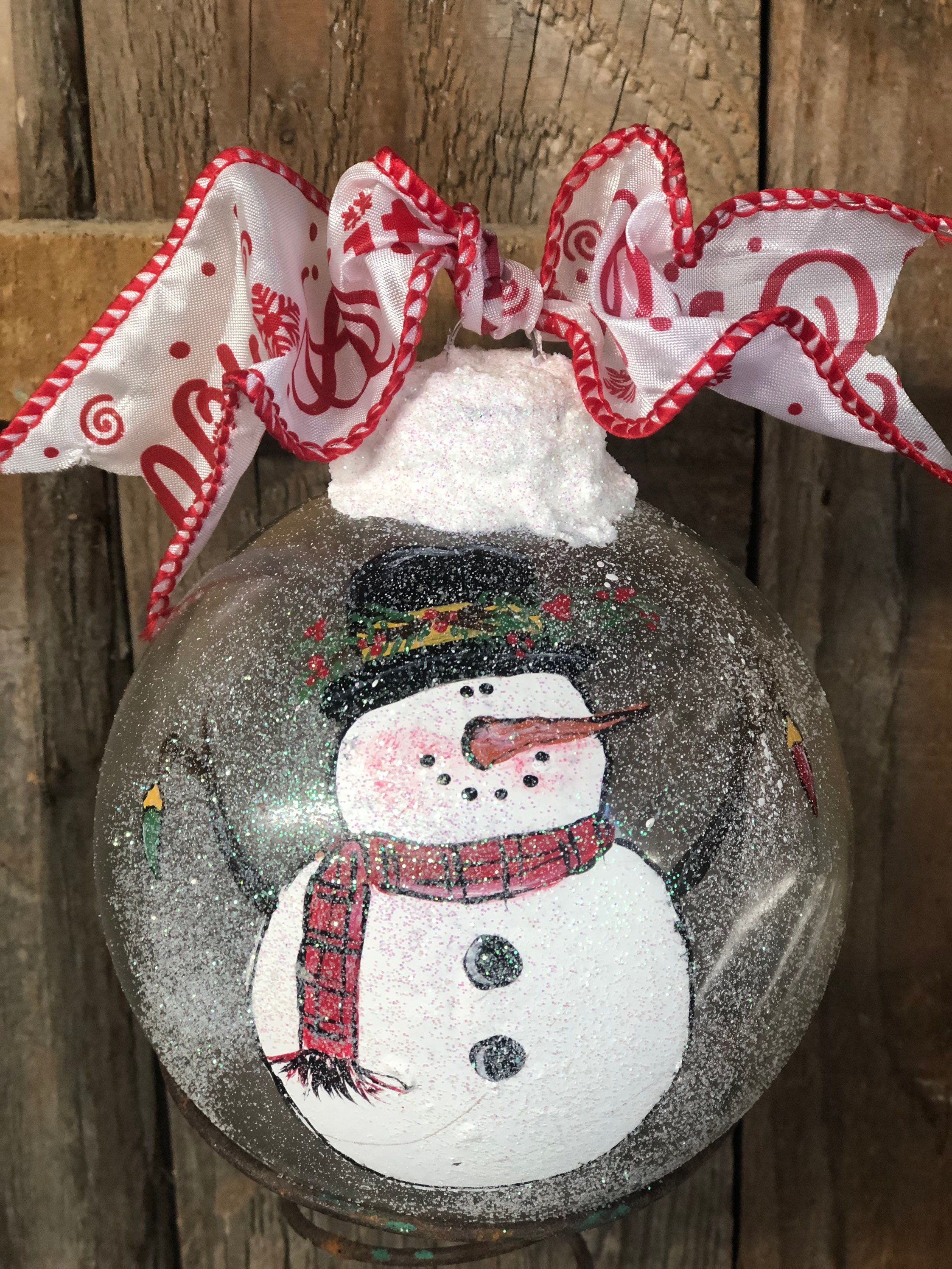 Snowman Ornament Large Christmas Ornament Glass Ornament - Etsy