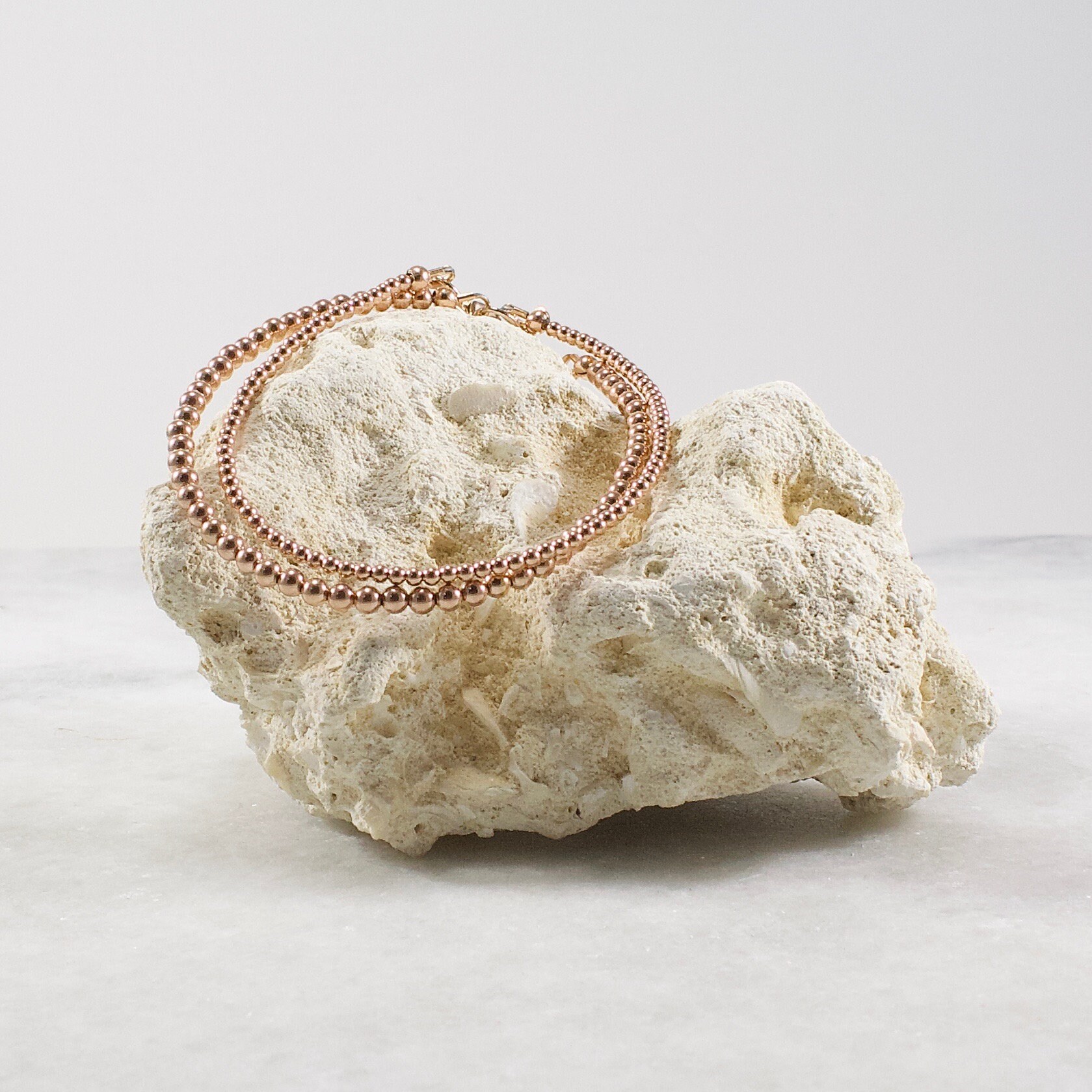 14k Rose Gold Filled Beaded Bracelet Delicate Stacking | Etsy