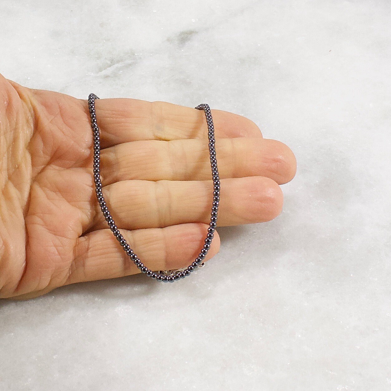 Hematite Necklace Ultra Delicate Necklace Beaded Necklace | Etsy