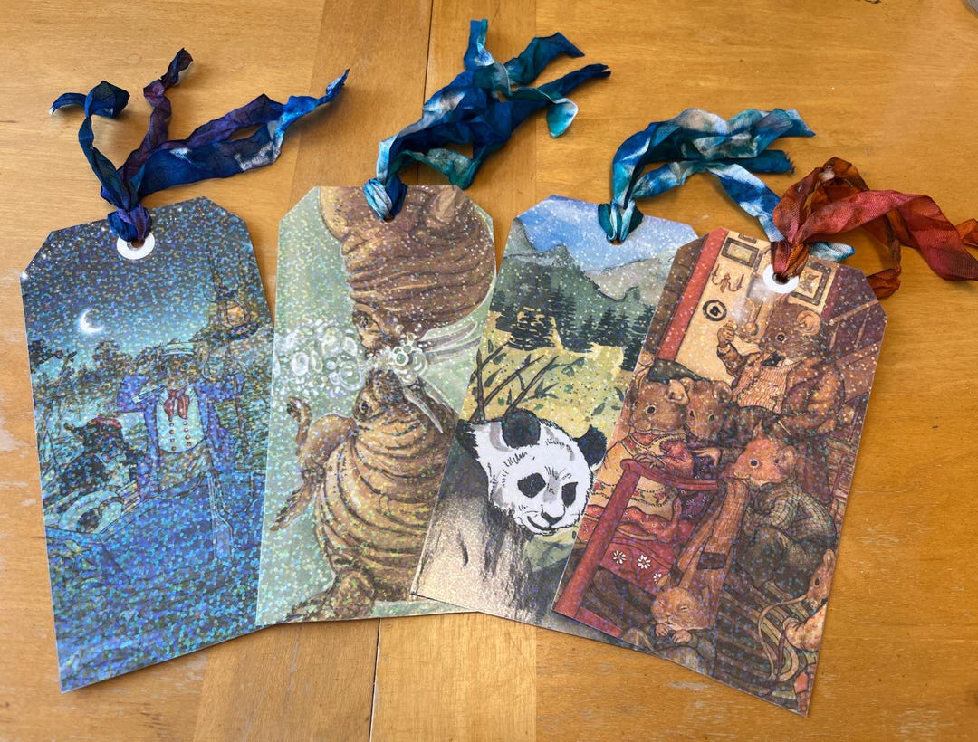 Upcycled Children's Book Art Bookmark: Handmade Laminated Ribbon ...
