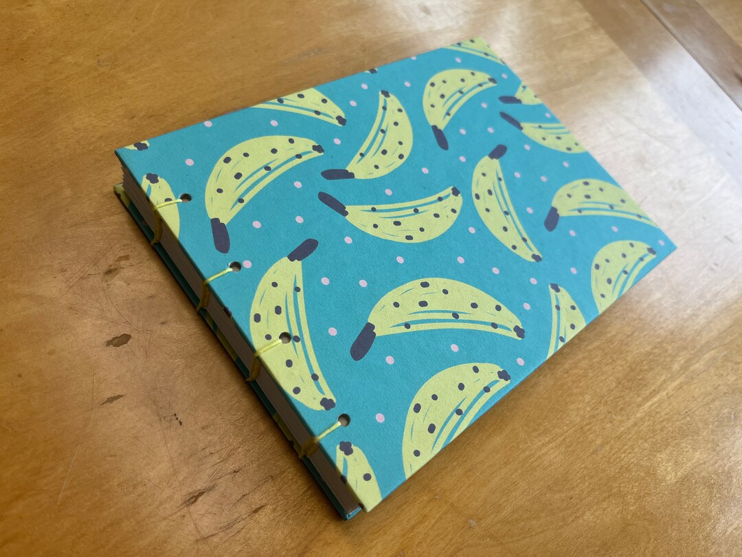 Funky Banana Sketchbook // Handmade Fruit Notebook // Blank Book ...