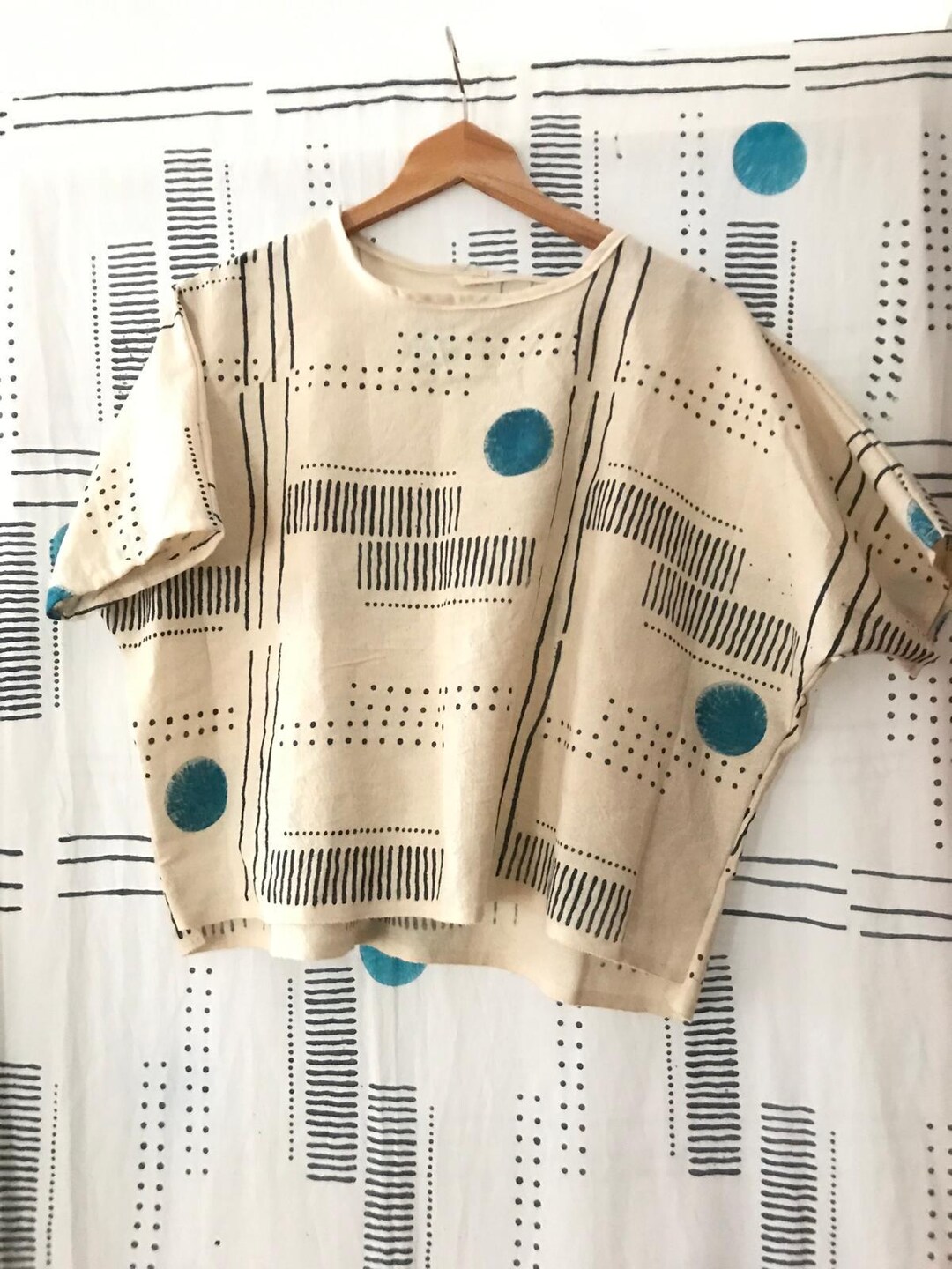 Block Printed Geometric Top - Etsy