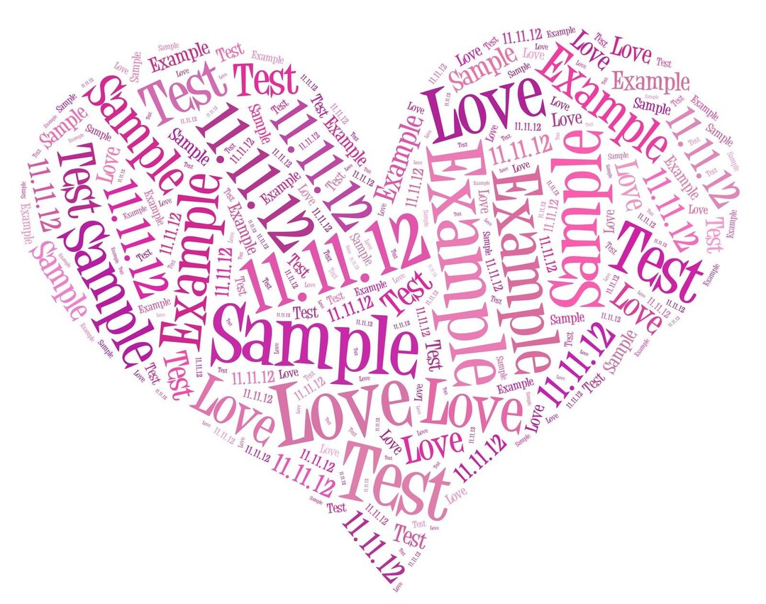 Heart Word Art Personalised Gift. Free P&P - Etsy