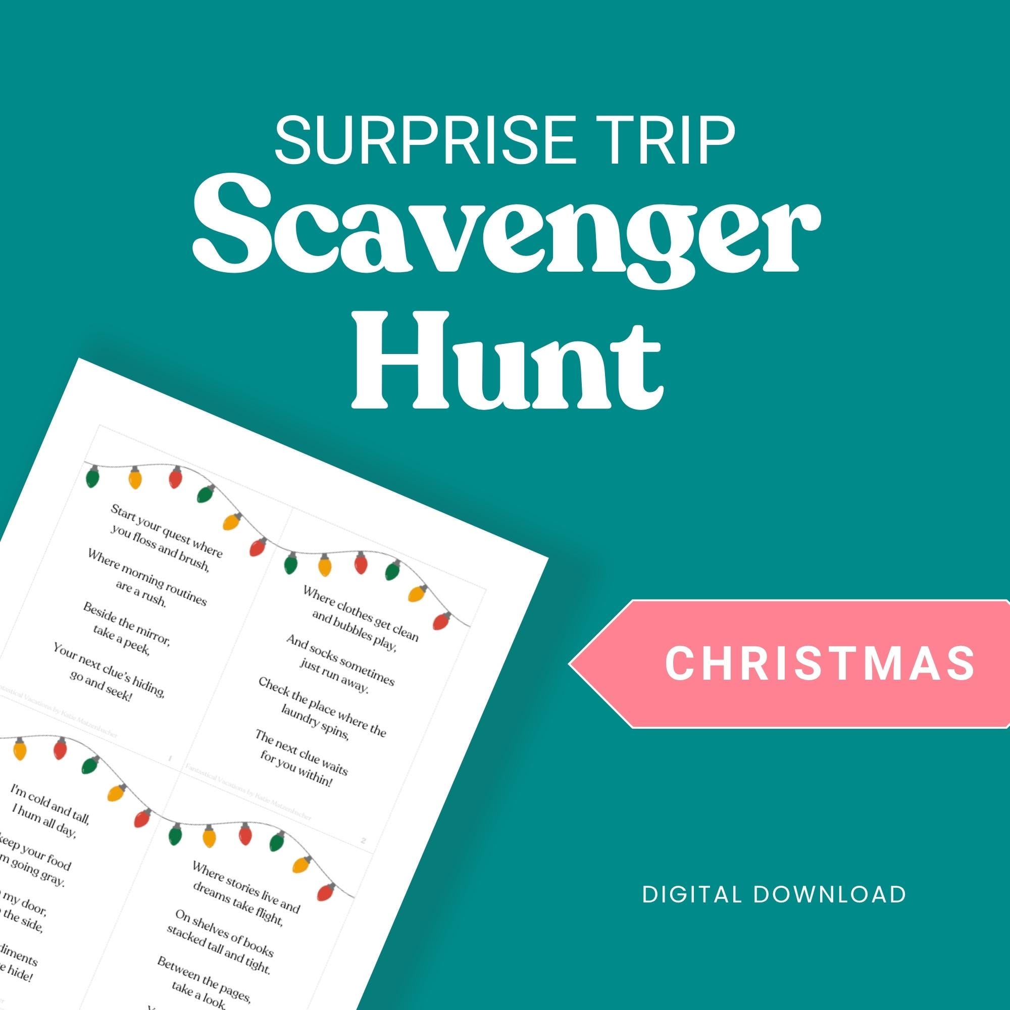 Christmas Vacation Reveal Scavenger Hunt | Surprise Trip (digital ...