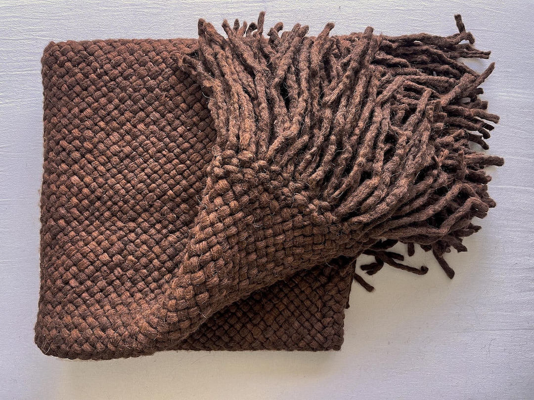 BROWN WOOL THROW, Handwoven Blanket, Chocolate Throw - Etsy