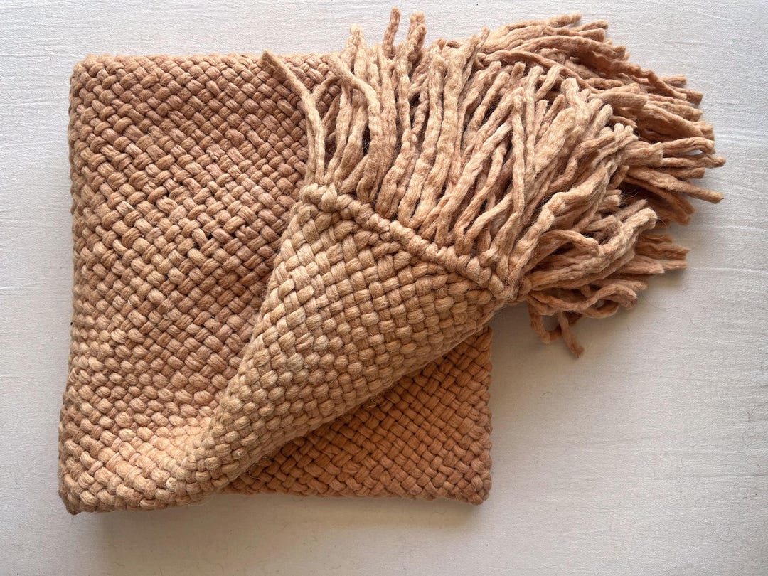 Camel Wool Throw Blanket | 100% Pure Sheep Wool | Handwoven by Artisans ...