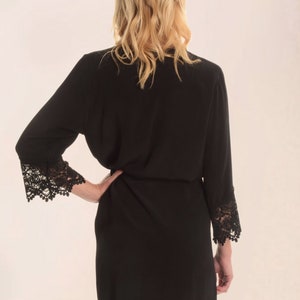 Black Lace Trim Robe Bridesmaid Robes Lace Sleeve Cover Up | Etsy