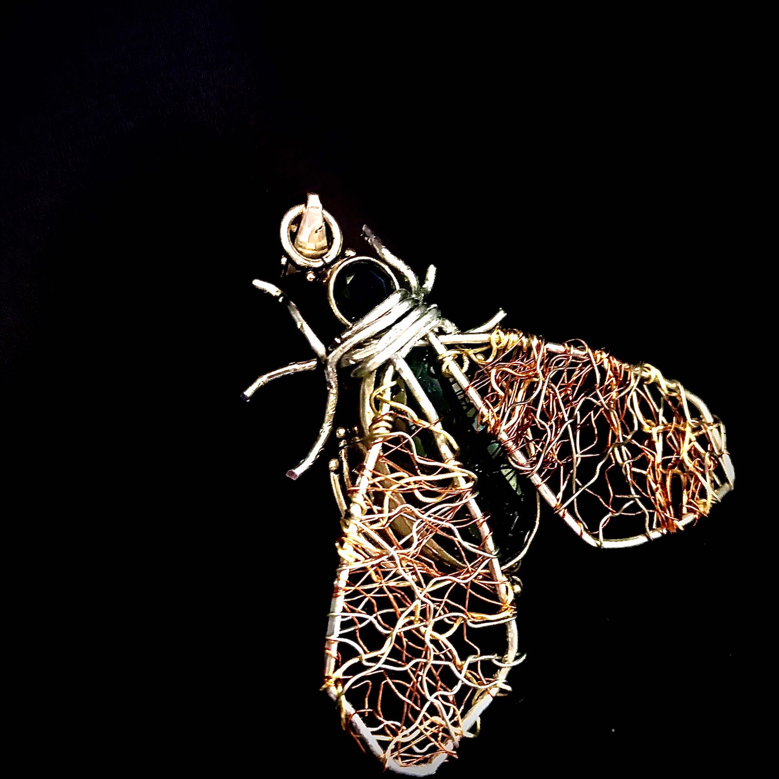 Artists Favorite! Hand Made WIRE FLY -sterling Set Blue Gem Stone and ...