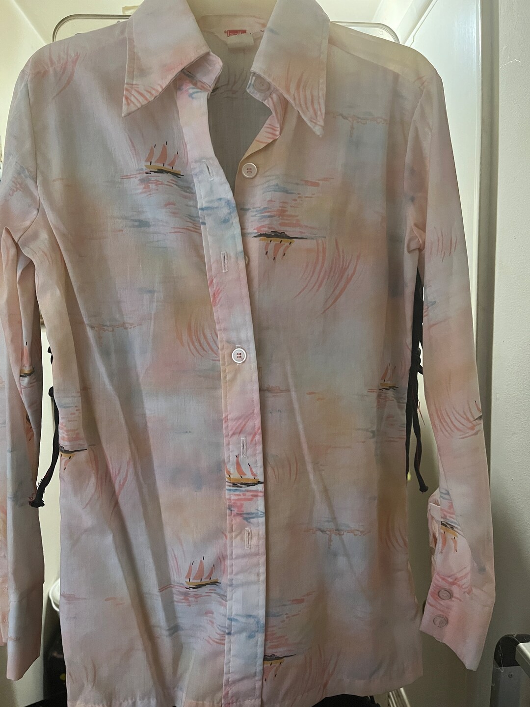 Vintage 70s Laura Mae Life Press Pastel Womens Blouse - Etsy