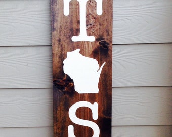 Wisconsin Rustic Wood State Cut Out, Wooden Wisconsin Sign, Rustic ...