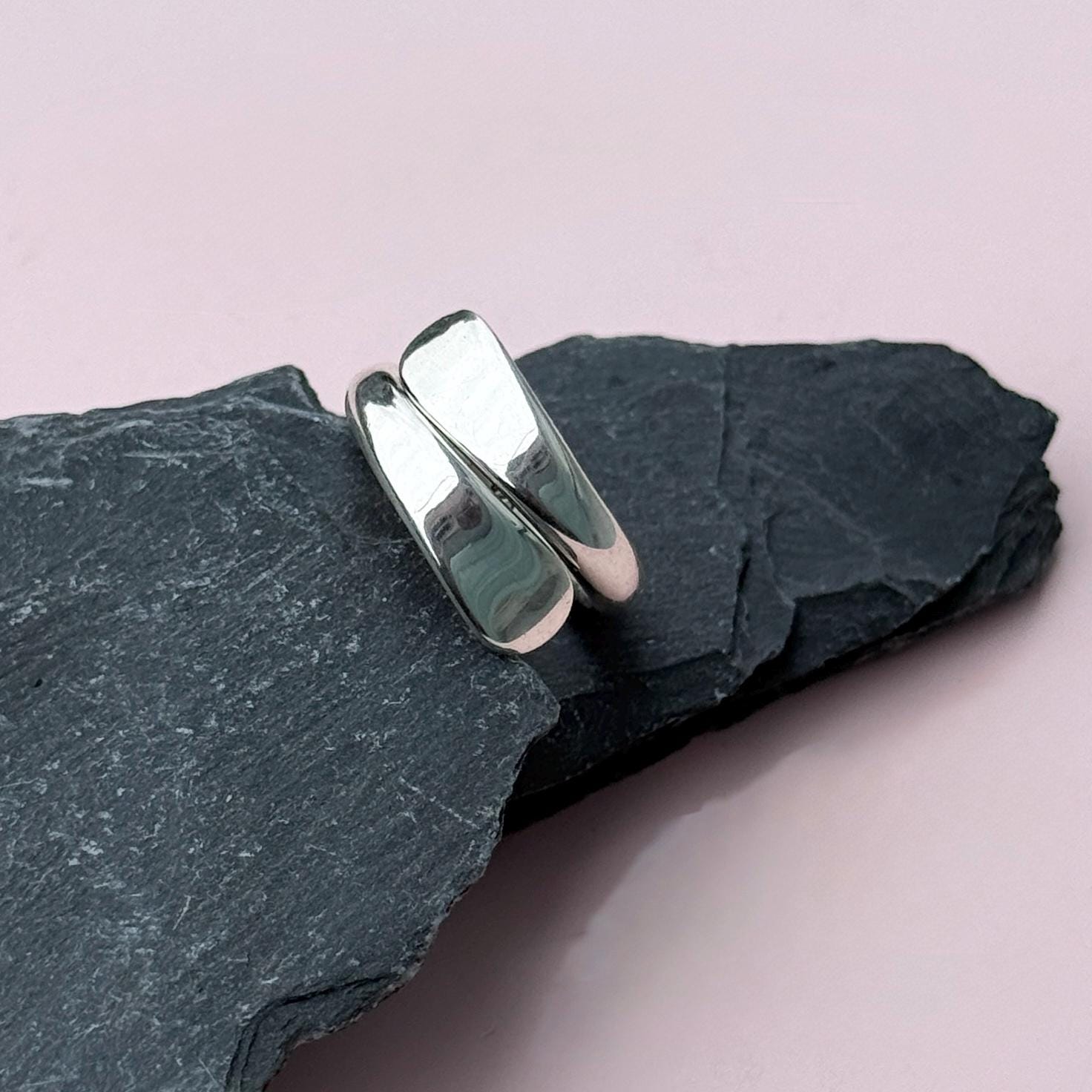 Silver Open Crossover Ring- Modern, Contemporary 925 Sterling Silver ...