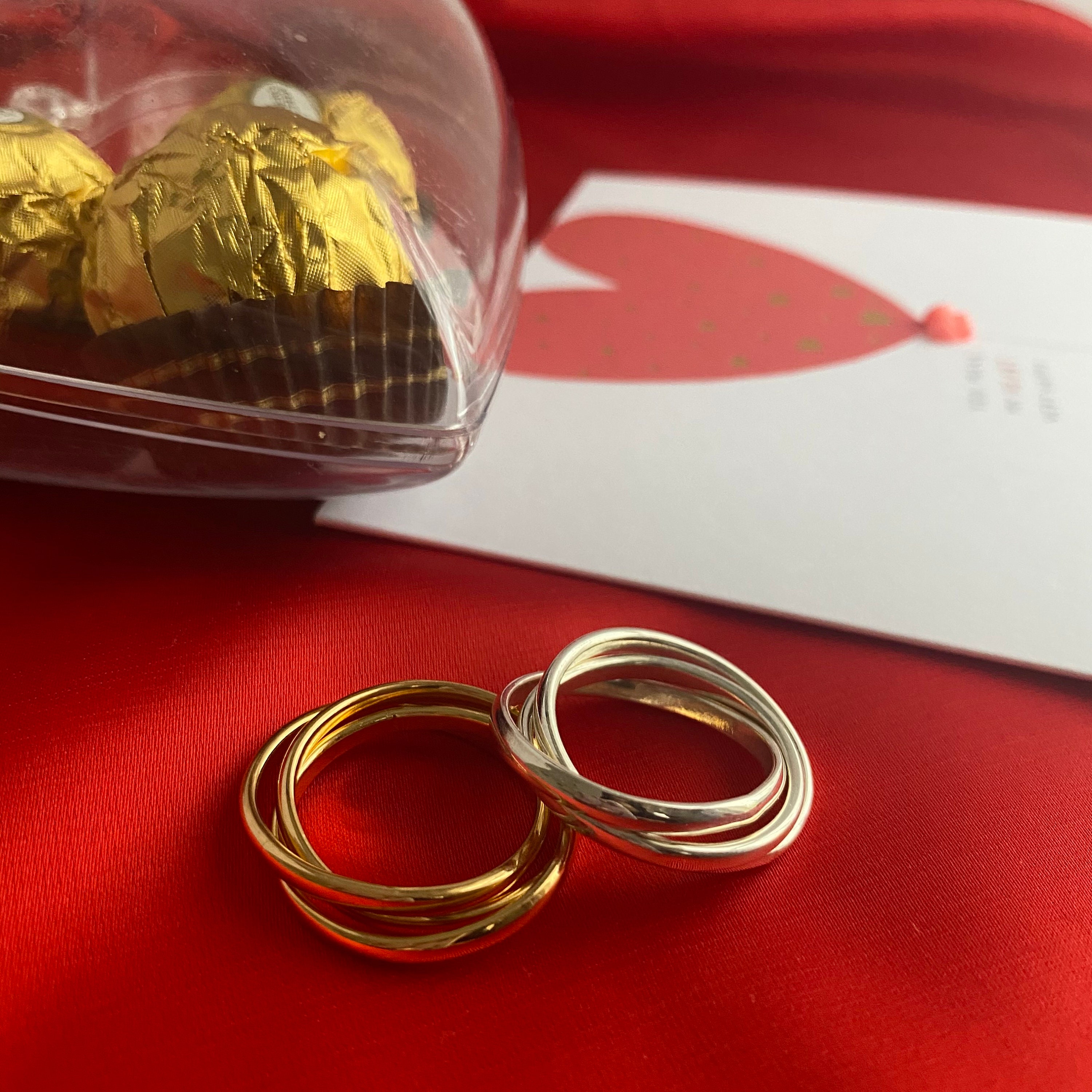 Gold Plated Silver Intertwined Ring With 3 Bands Interlinked - Etsy UK