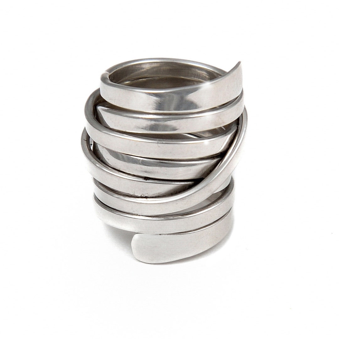 Chunky Statement Sterling Silver Wrap Ring With a Flexible Wrapped ...
