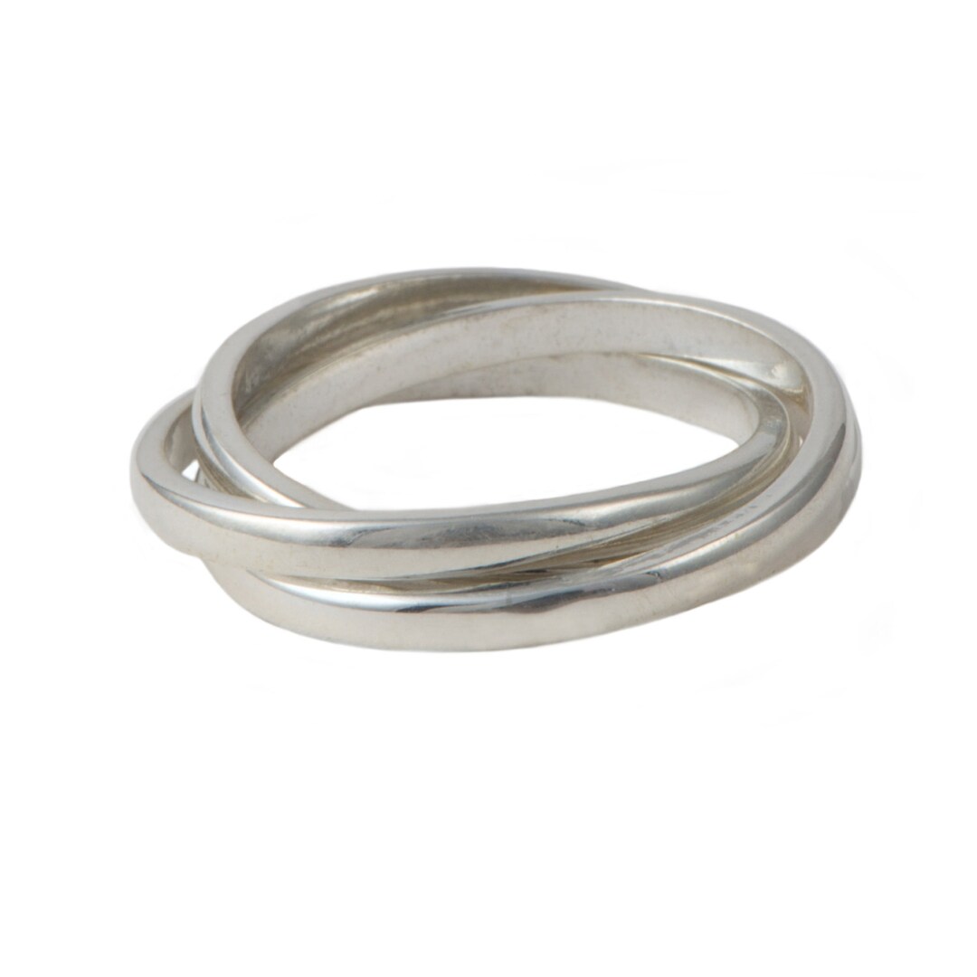 Sterling Silver Intertwined Ring With 3 Bands Interlinked Together ...