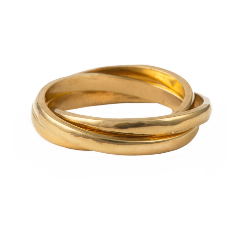 Gold Plated Silver Intertwined Ring With 3 Bands Interlinked Together ...